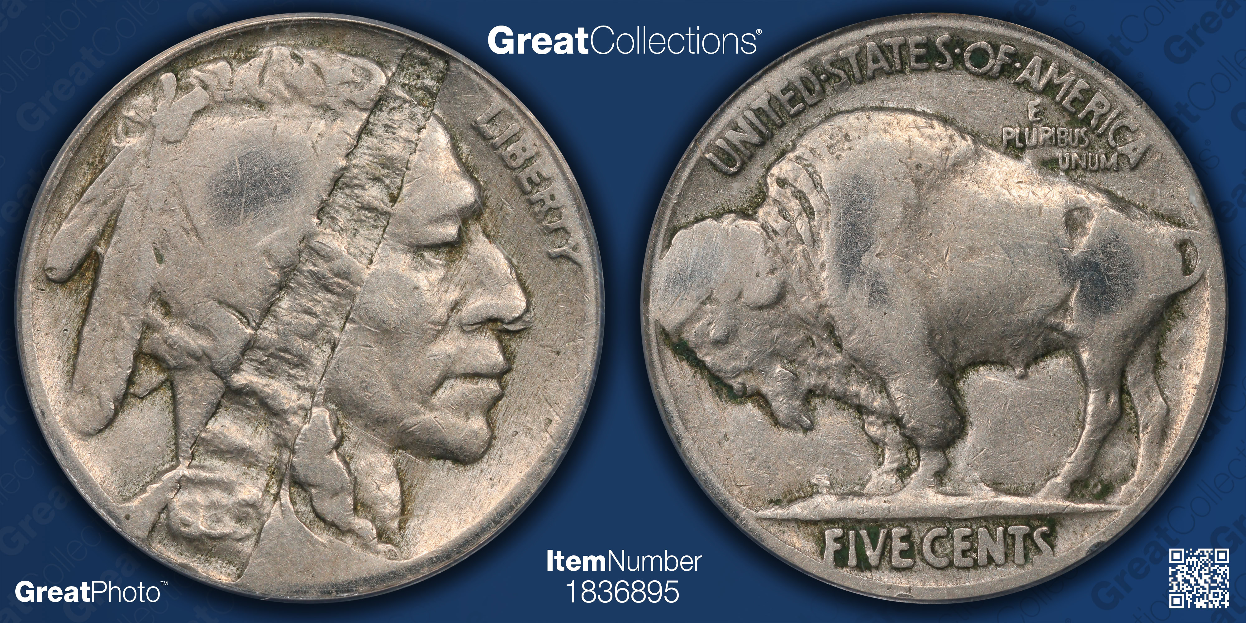 Mint Error 1935 Buffalo Nickel Major Obverse Lamination ANACS G-04 ...