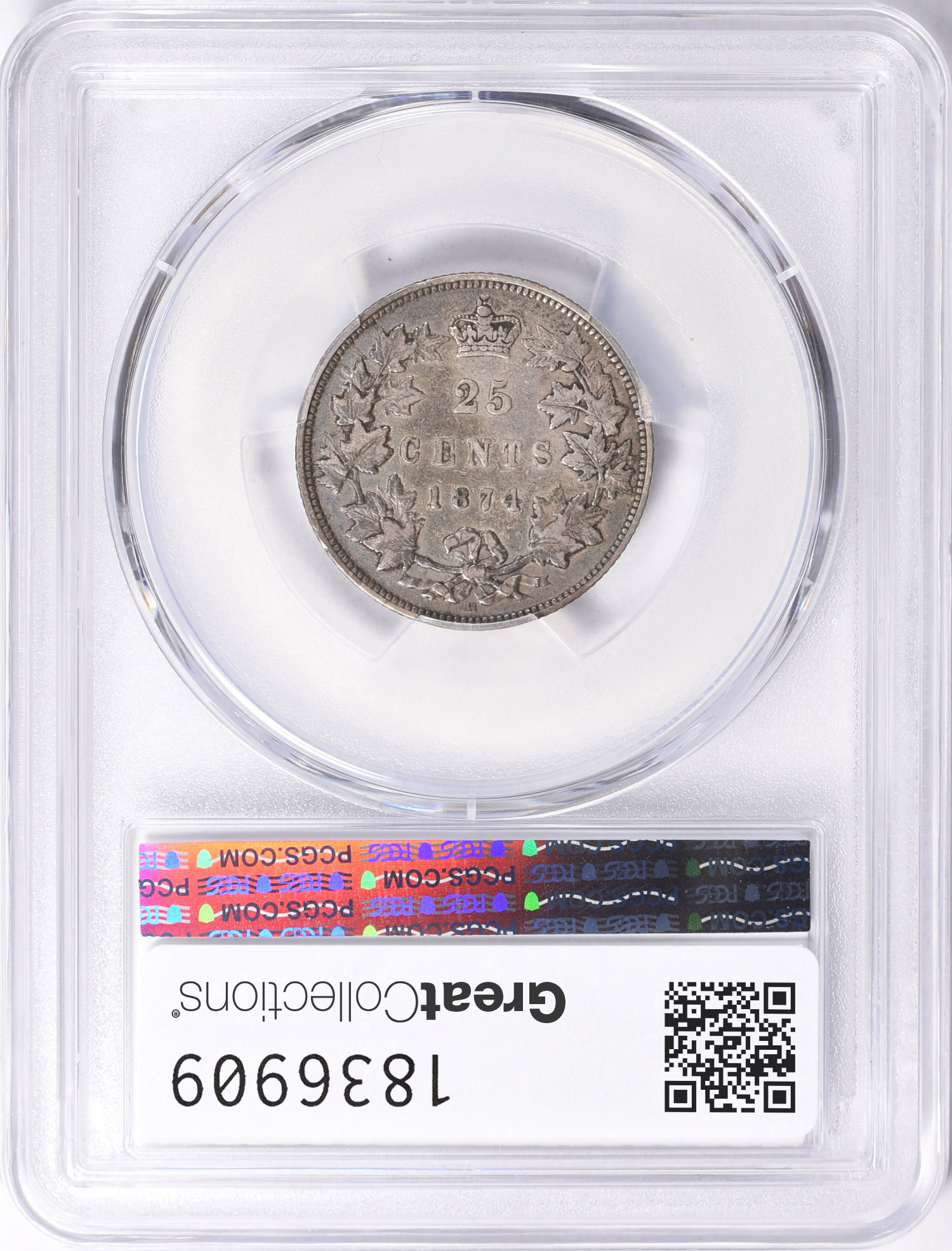 Canada 1874-H Silver 25 Cents KM-5 PCGS VF-30 (Item 1836909) | GreatCollections Coin Auctions
