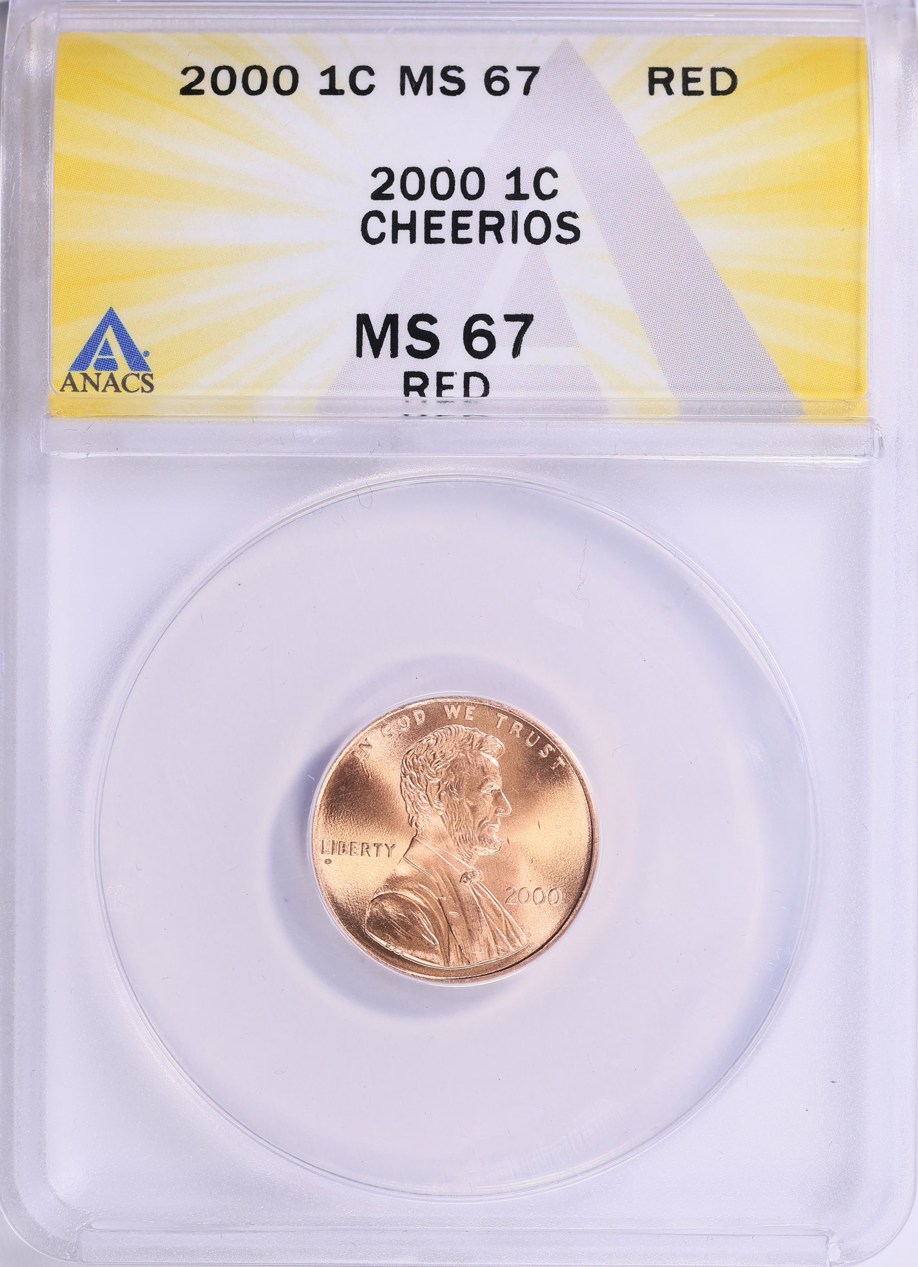 2000 Lincoln Cent From Cheerios Promotion ANACS MS-67 RD (Item 1836974 ...