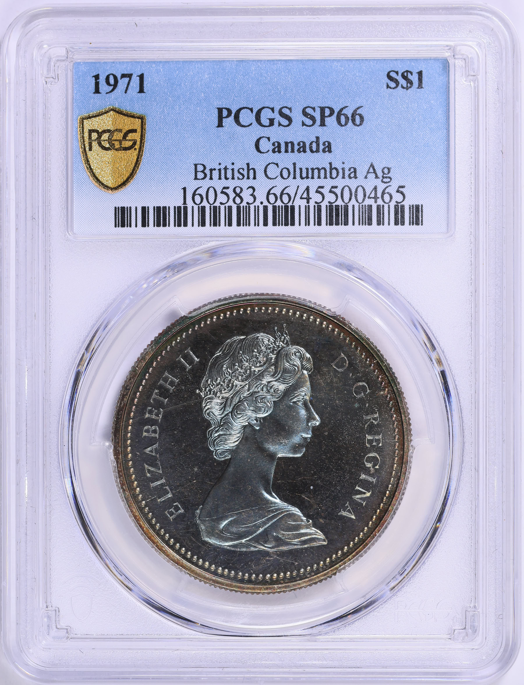 Canada 1971 Silver Dollar British Columbia KM-80 PCGS SP-66 (Toned ...