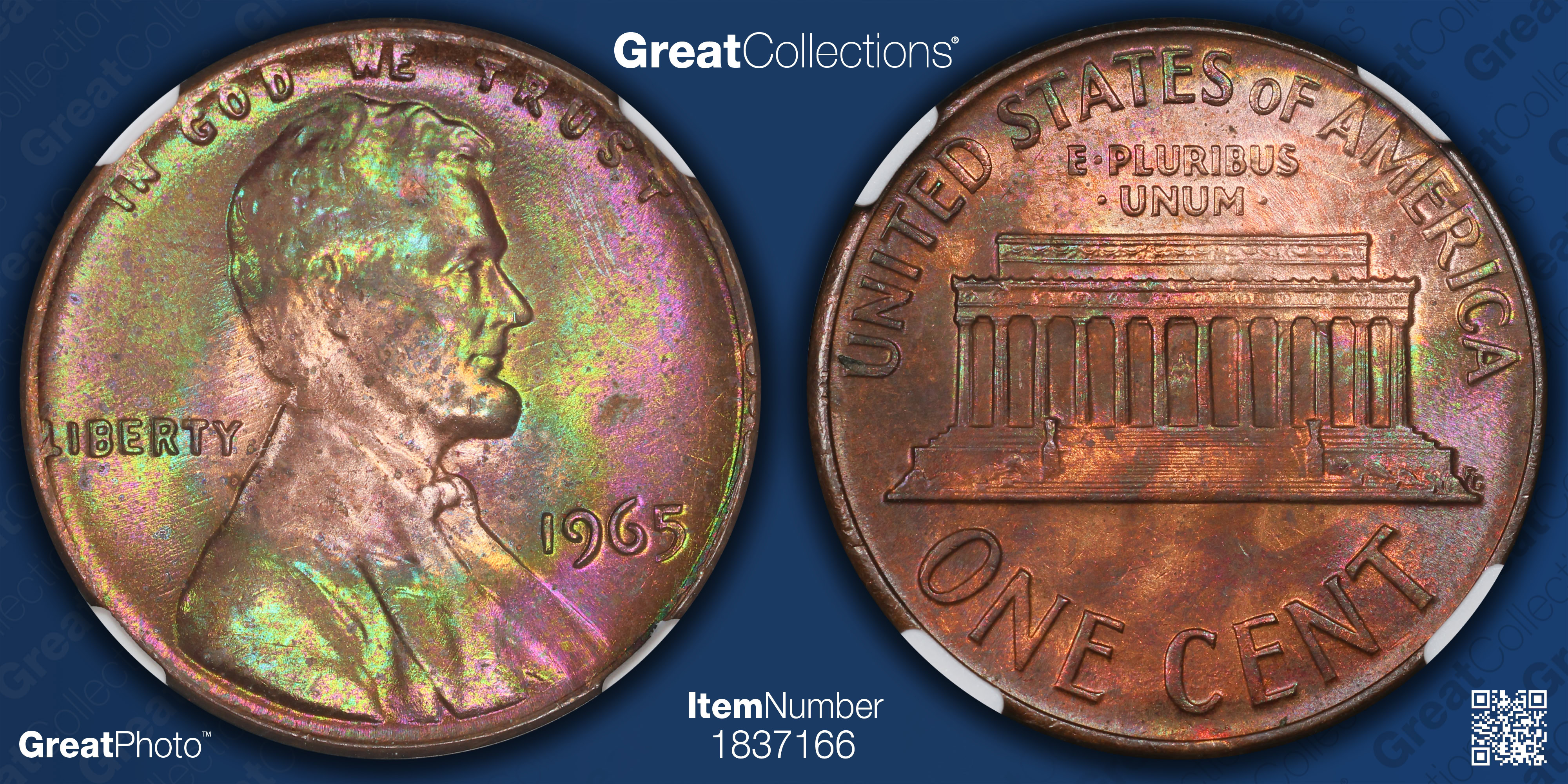1965 Lincoln Cent NGC MS-62 RB (Toned) (Item 1837166 ...