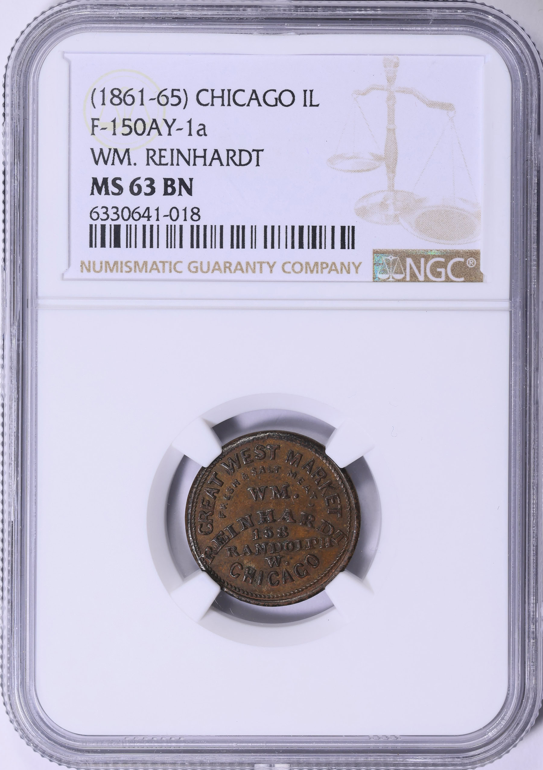 ND (1861-65) Chicago, Illinois Wm. Reinhardt Fresh & Salt Meat Civil ...