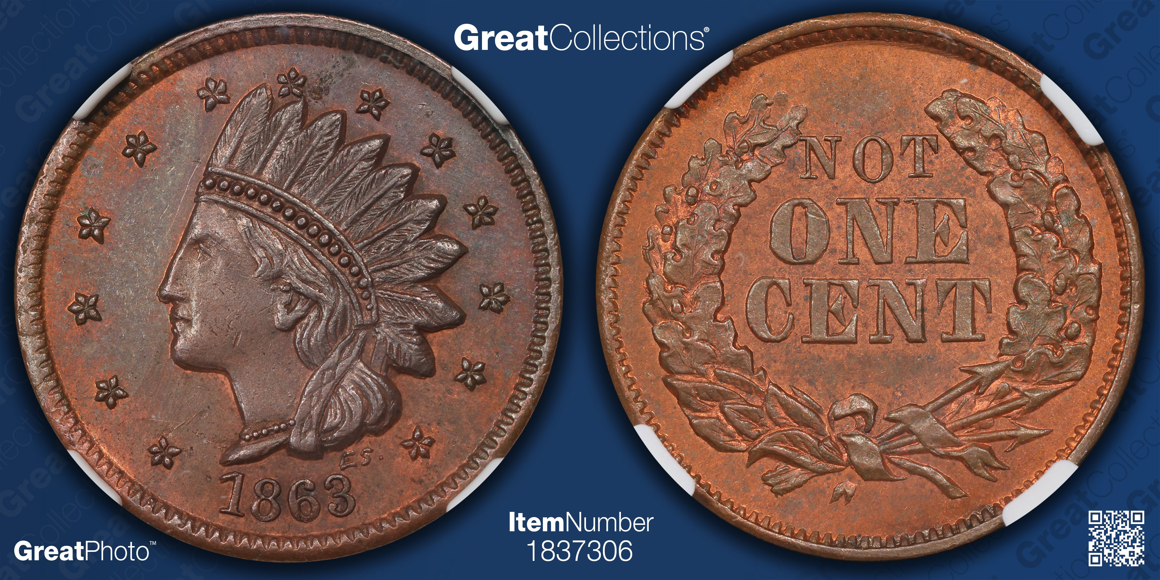 1863 Not One Cent Civil War Token F-62/367a NGC MS-64 RB (Item 1837306 ...