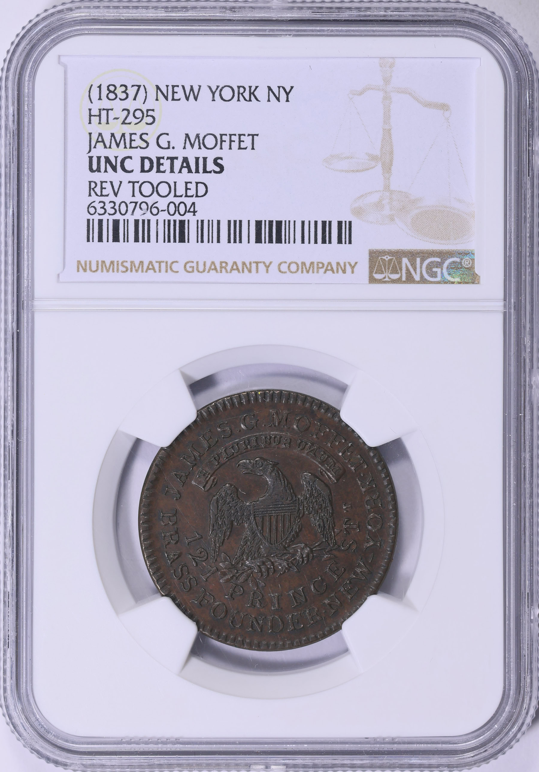 ND (1837) James G. Moffet Hard Times Token HT-295 NGC Unc Details (Item ...