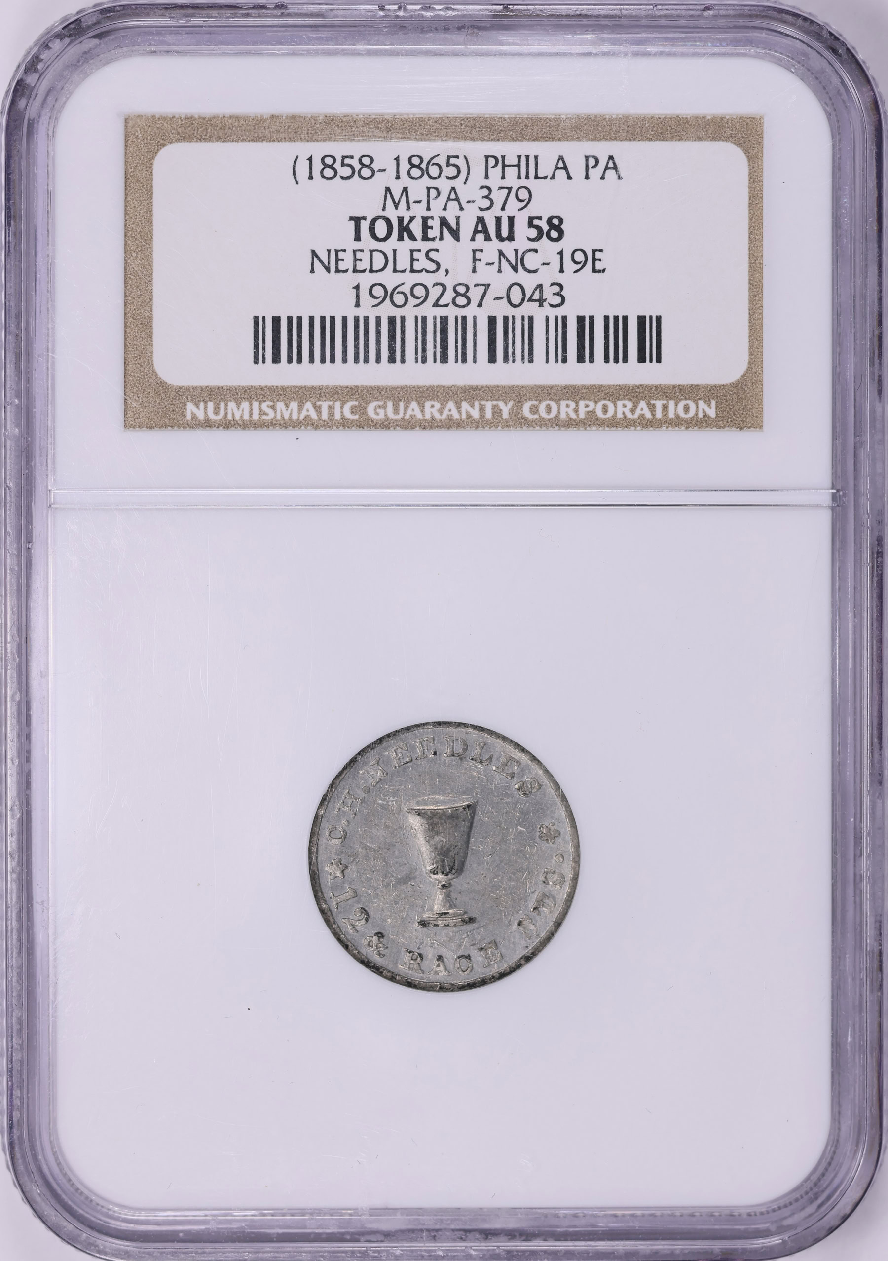 ND (1858-65) Philadelphia, Pennsylvania C.H. Needles Token M-PA-379 NGC ...