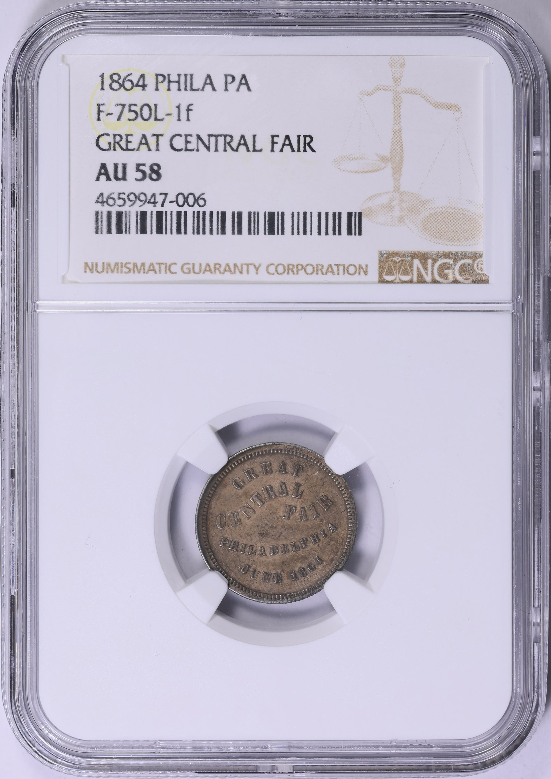 1864 Philadelphia, Pennsylvania Silver Great Central Fair - Washington ...
