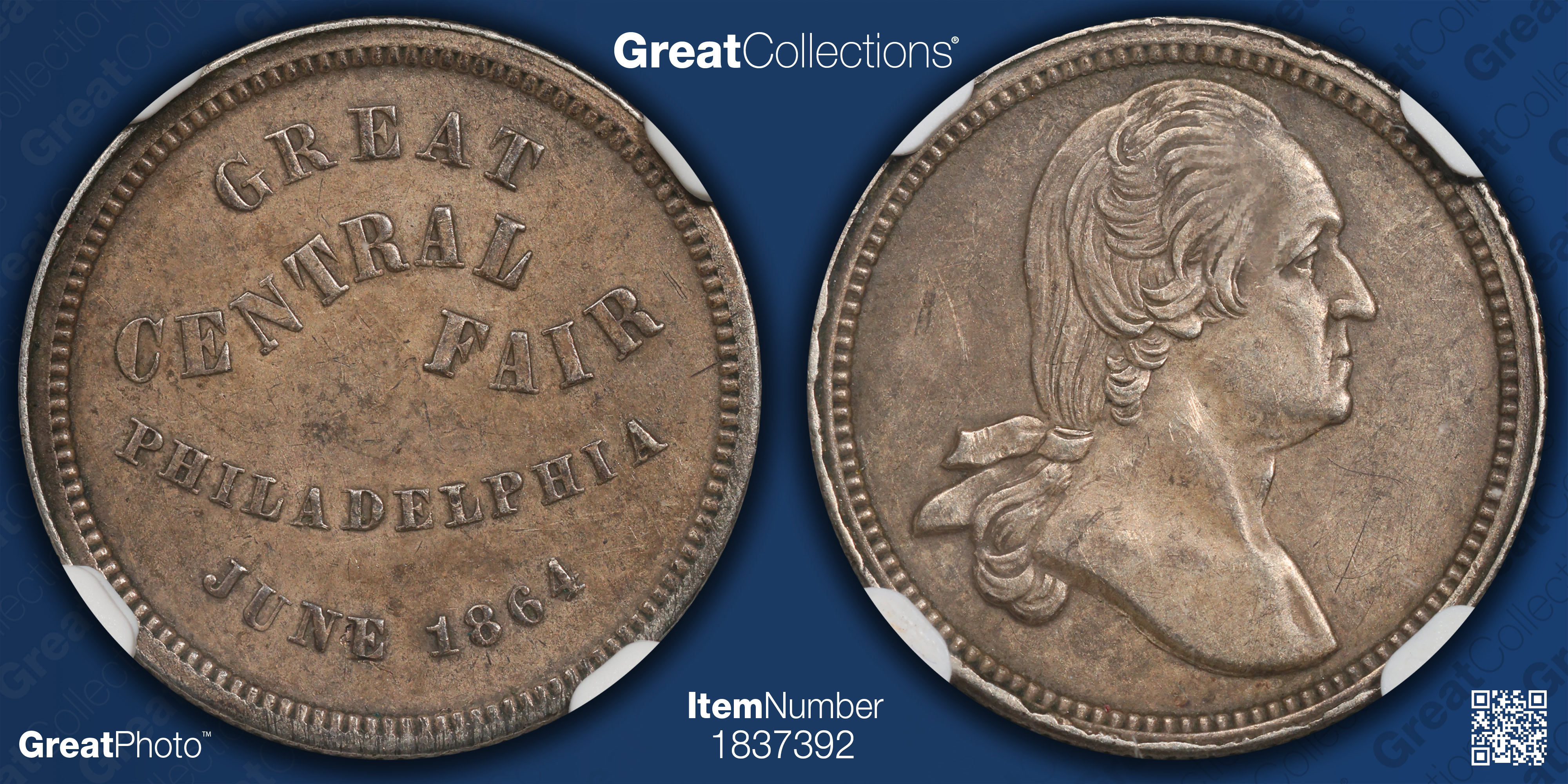 1864 Philadelphia, Pennsylvania Silver Great Central Fair - Washington ...