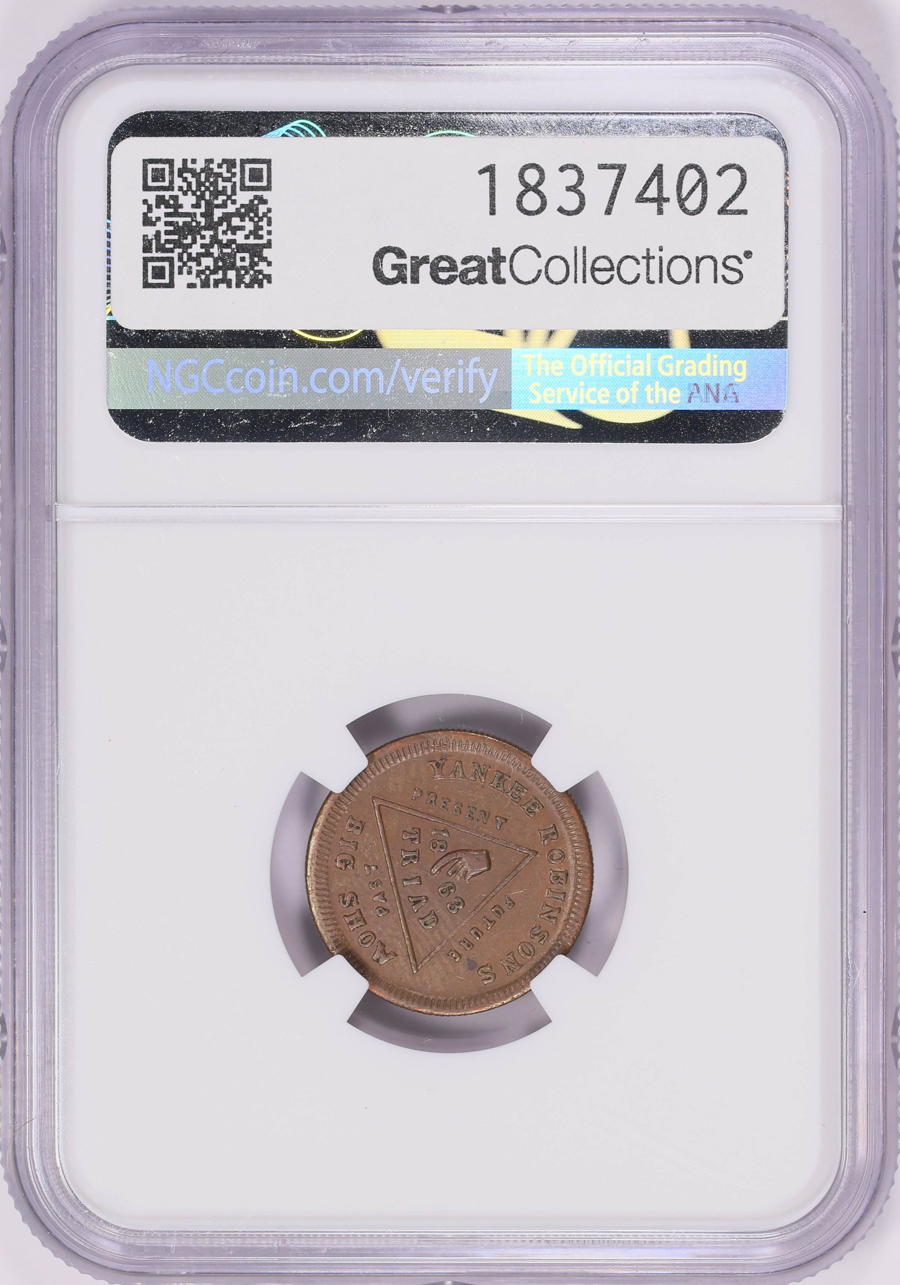 1863 Peoria, Illinois Yankee Robinson's Big Show Civil War Token F-692A ...