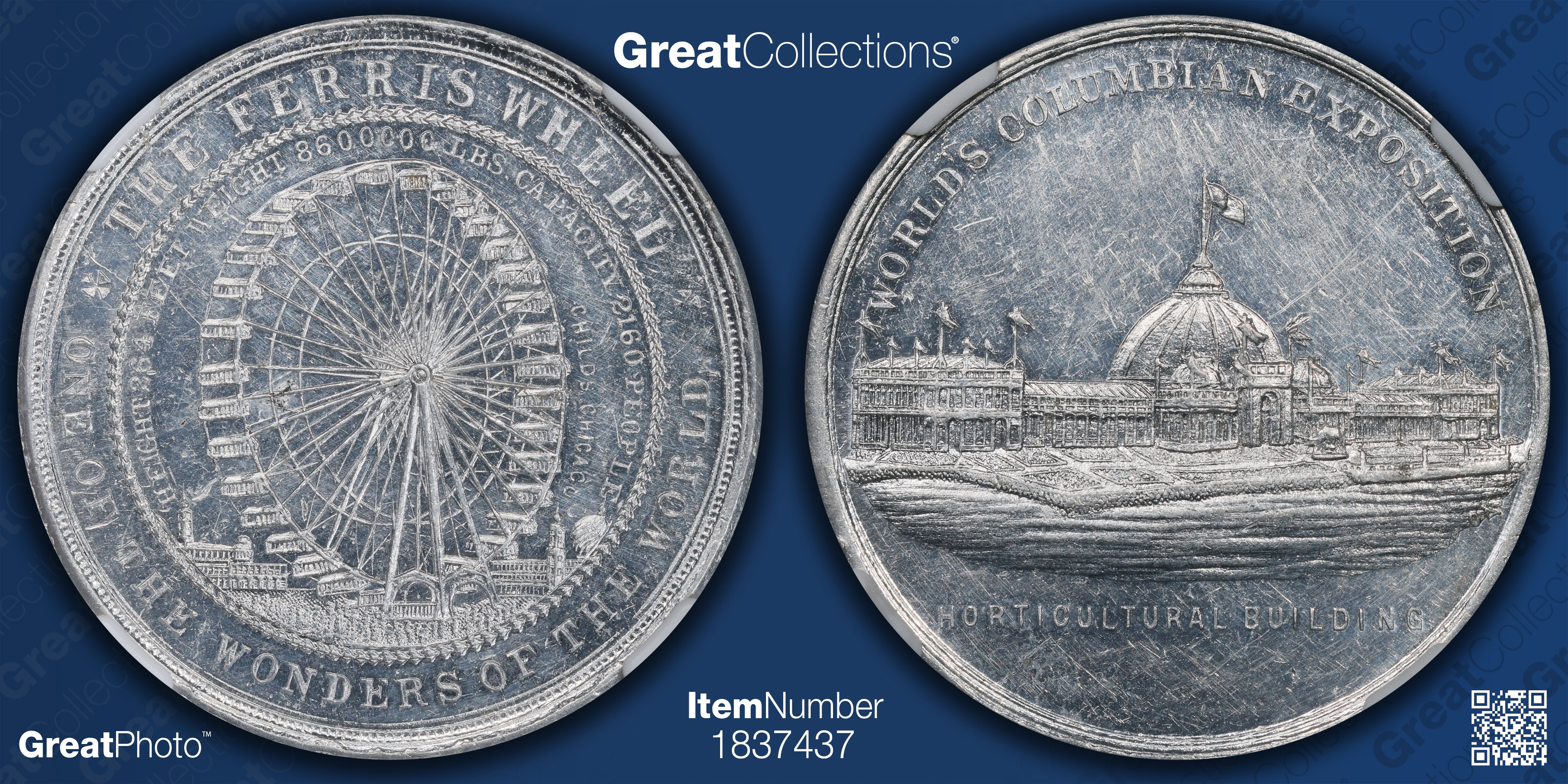 ND (1892-93) World's Columbian Exposition Horticultural Building Medal ...