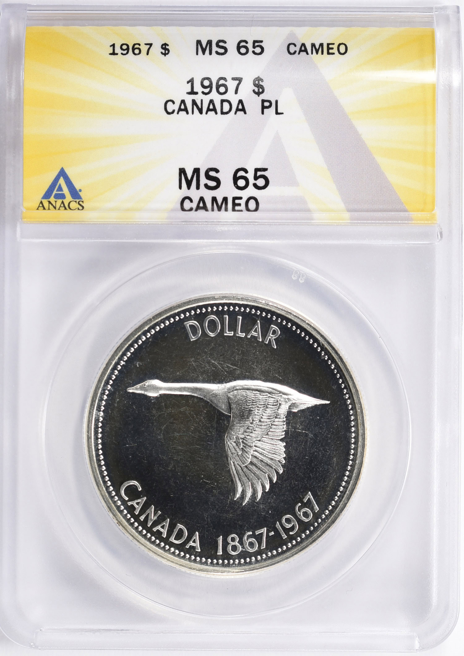Canada 1967 Silver Dollar Confederation Centennial KM-70 ANACS MS-65 PL CAMEO (Item 1837451 ...