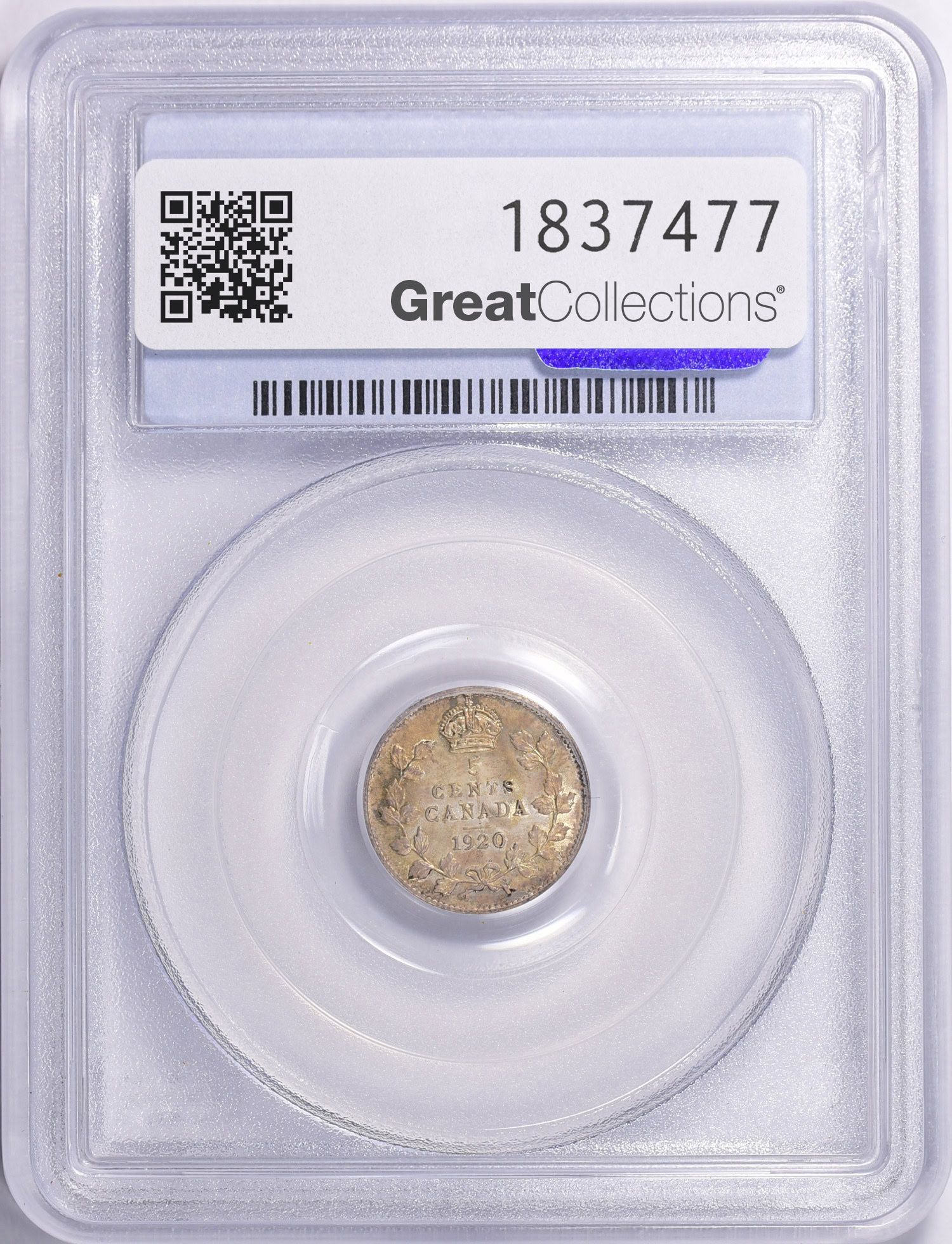 Canada 1920 Silver 5 Cents KM-22a PCGS MS-64 (Ex: Pittman Collection ...