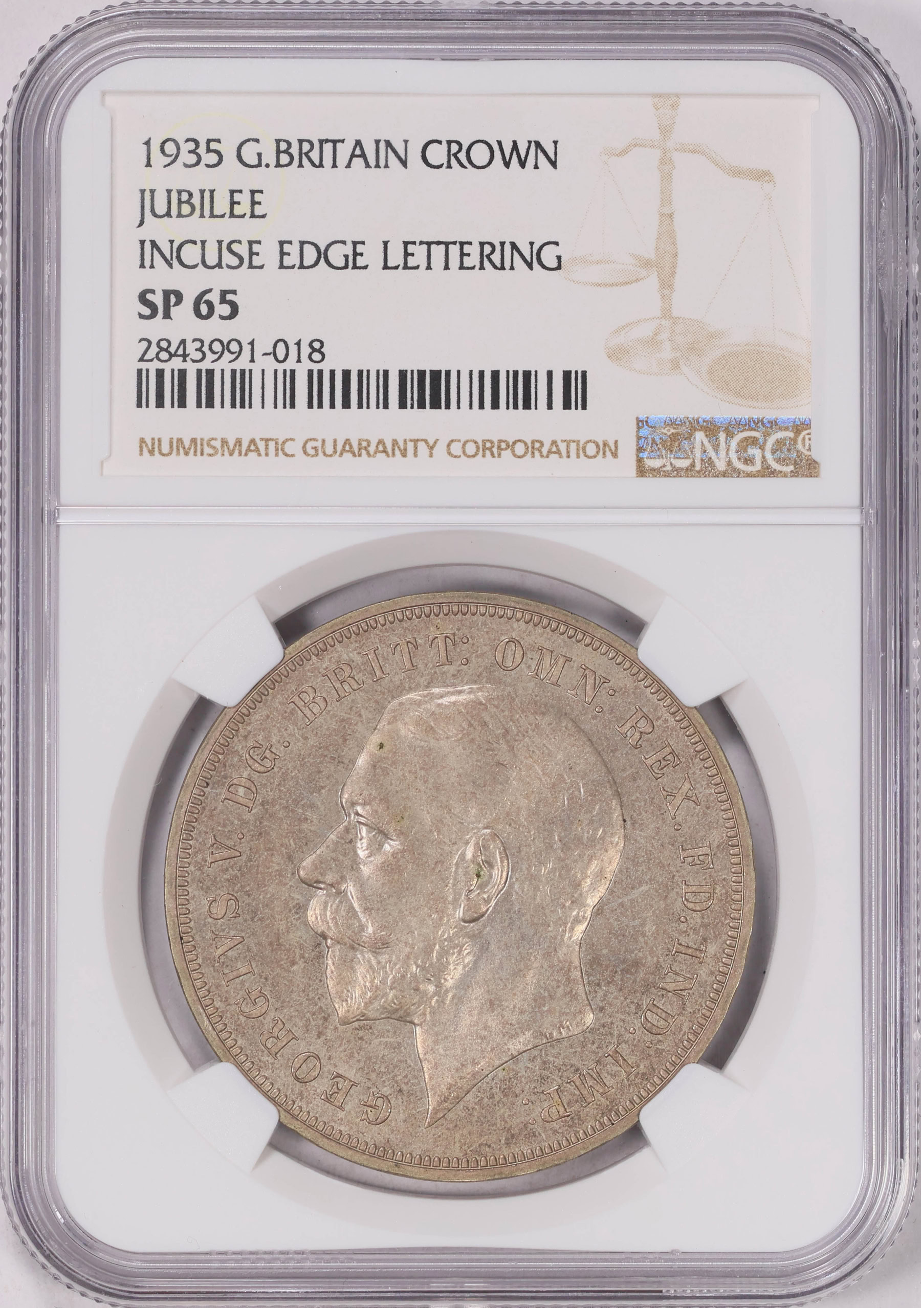Great Britain 1935 Silver Crown Incuse Edge Lettering KM-842 NGC SP-65 ...