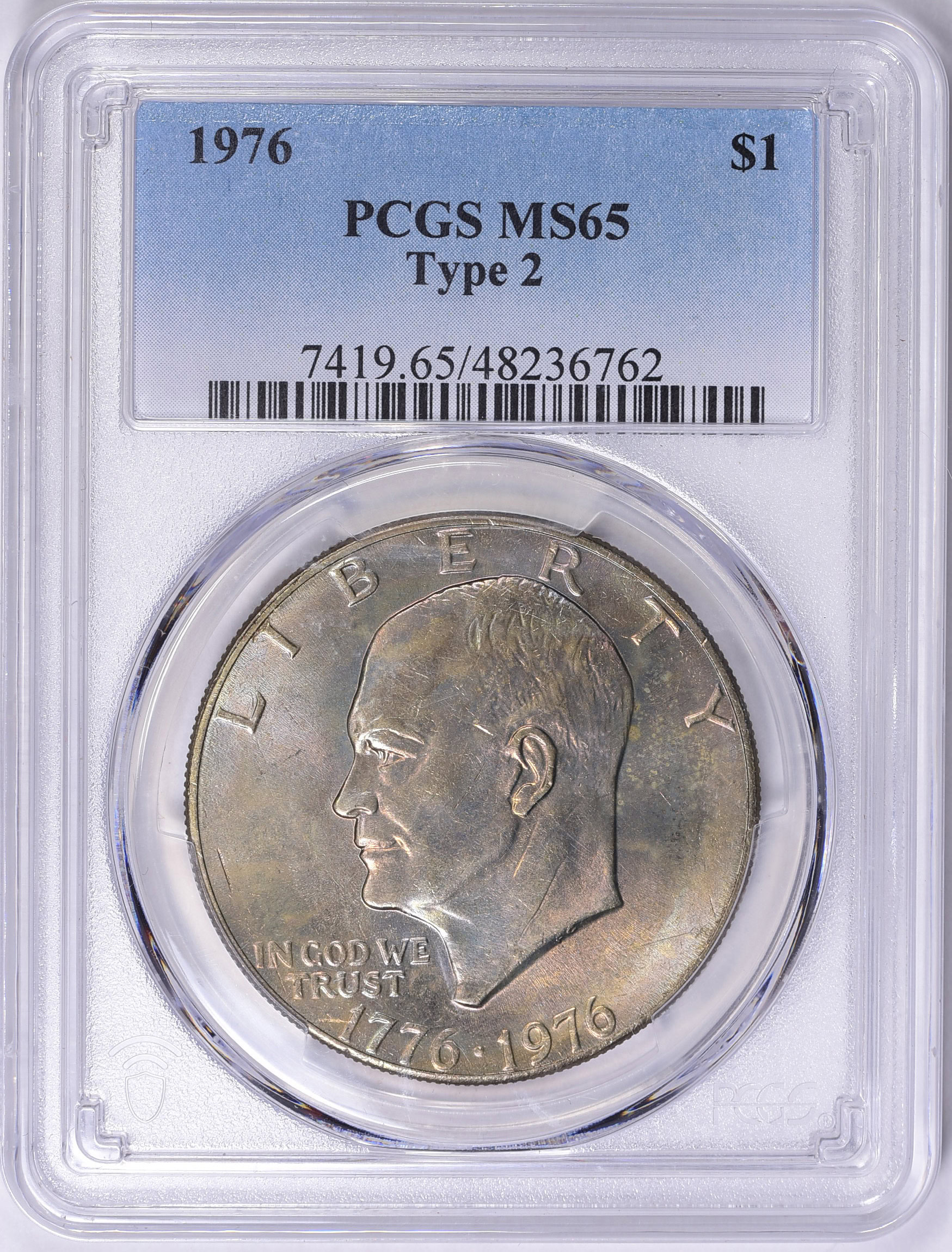 1976 Eisenhower Dollar Type 2 PCGS MS-65 (Toned) (Item 1837542) | GreatCollections Coin Auctions