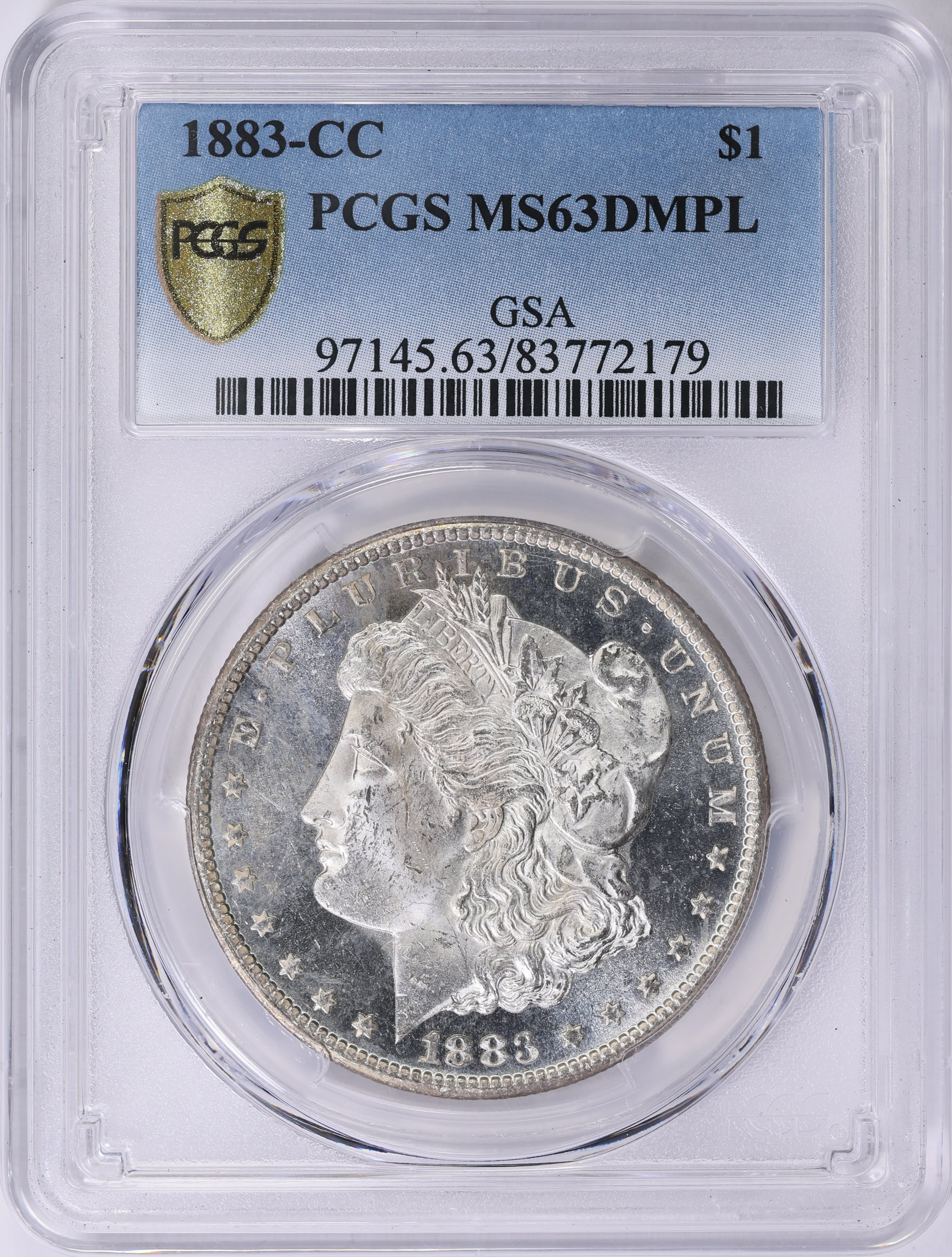 1883-CC Morgan Silver Dollar PCGS MS-63 DMPL (GSA) (Item 1837570) | GreatCollections Coin Auctions