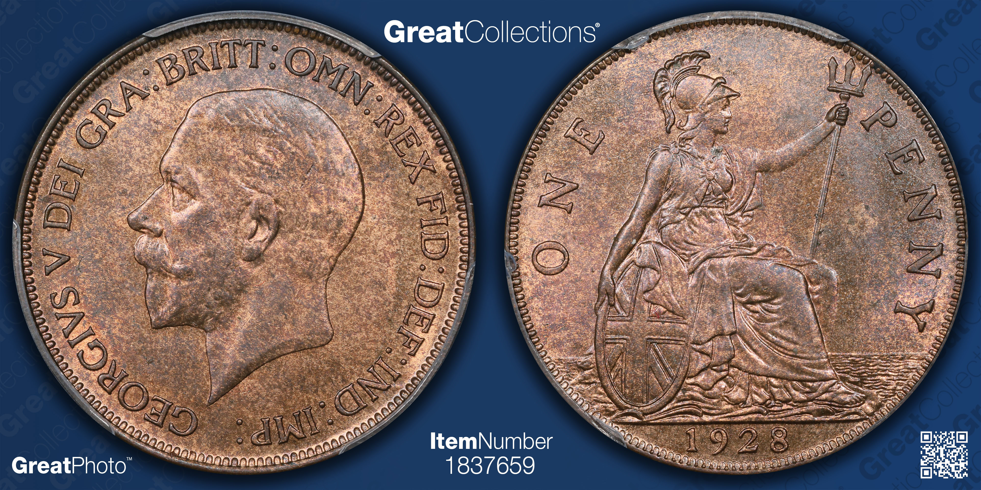 Great Britain 1928 Penny KM-838 PCGS MS-64 RB (Item 1837659 ...