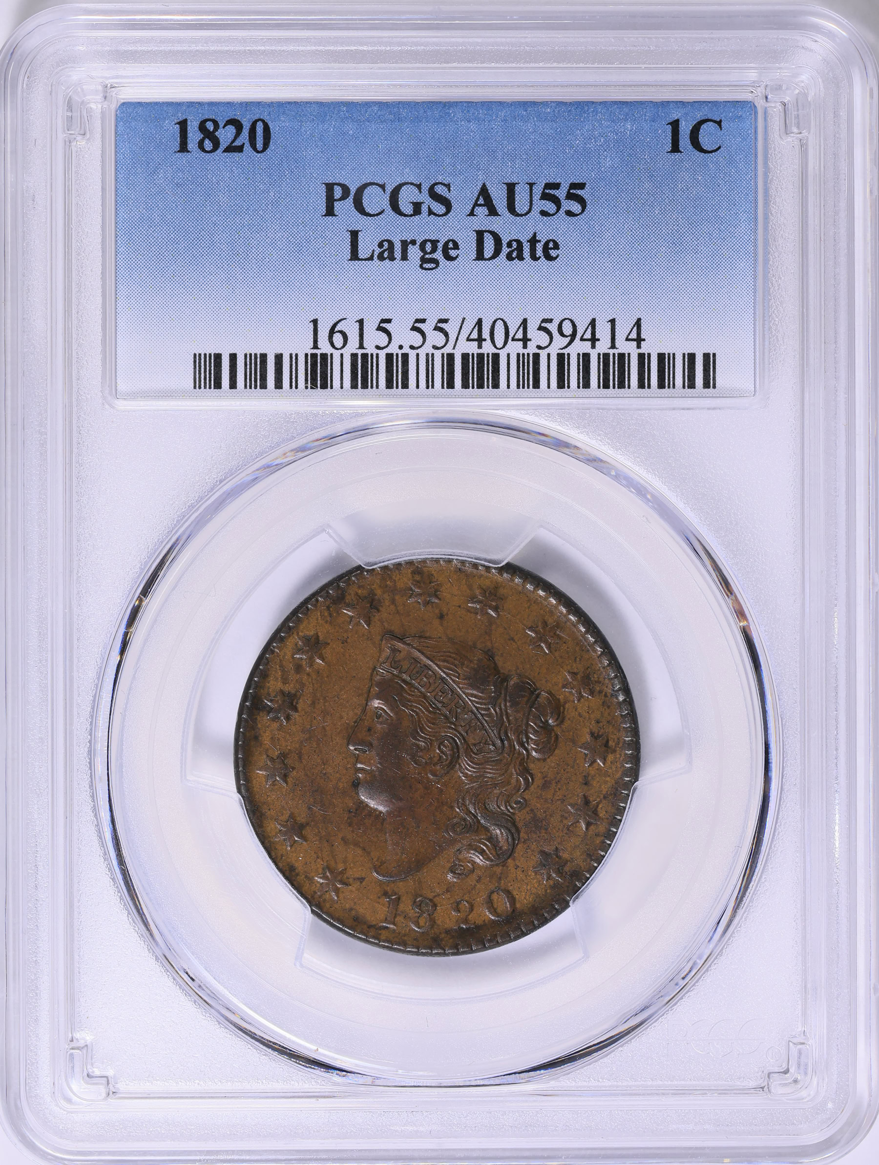 1820 Matron Cent Large Date PCGS AU-55 BN (Item 1837701 ...