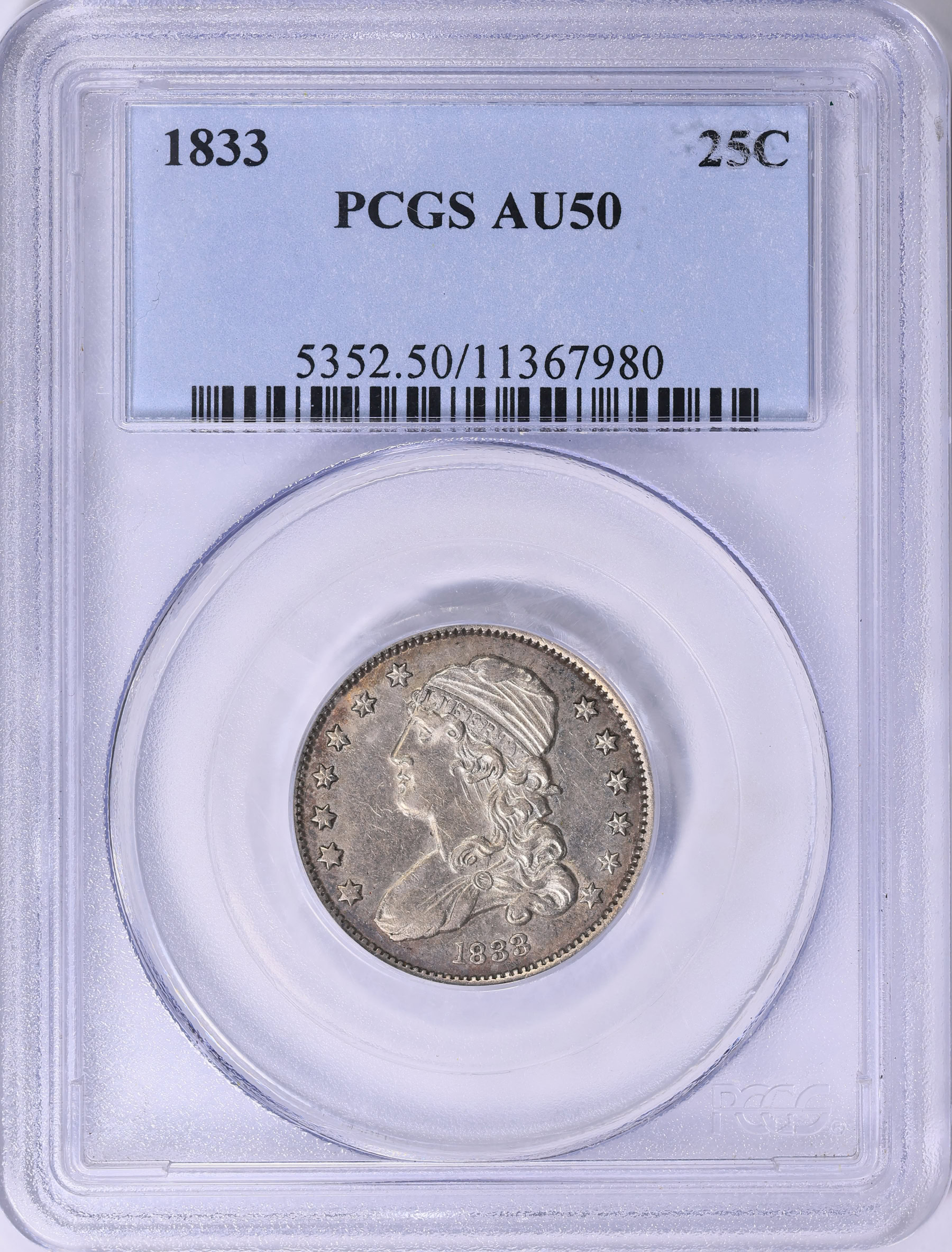 1833 Capped Bust Quarter PCGS AU-50 (Item 1837704) | GreatCollections ...