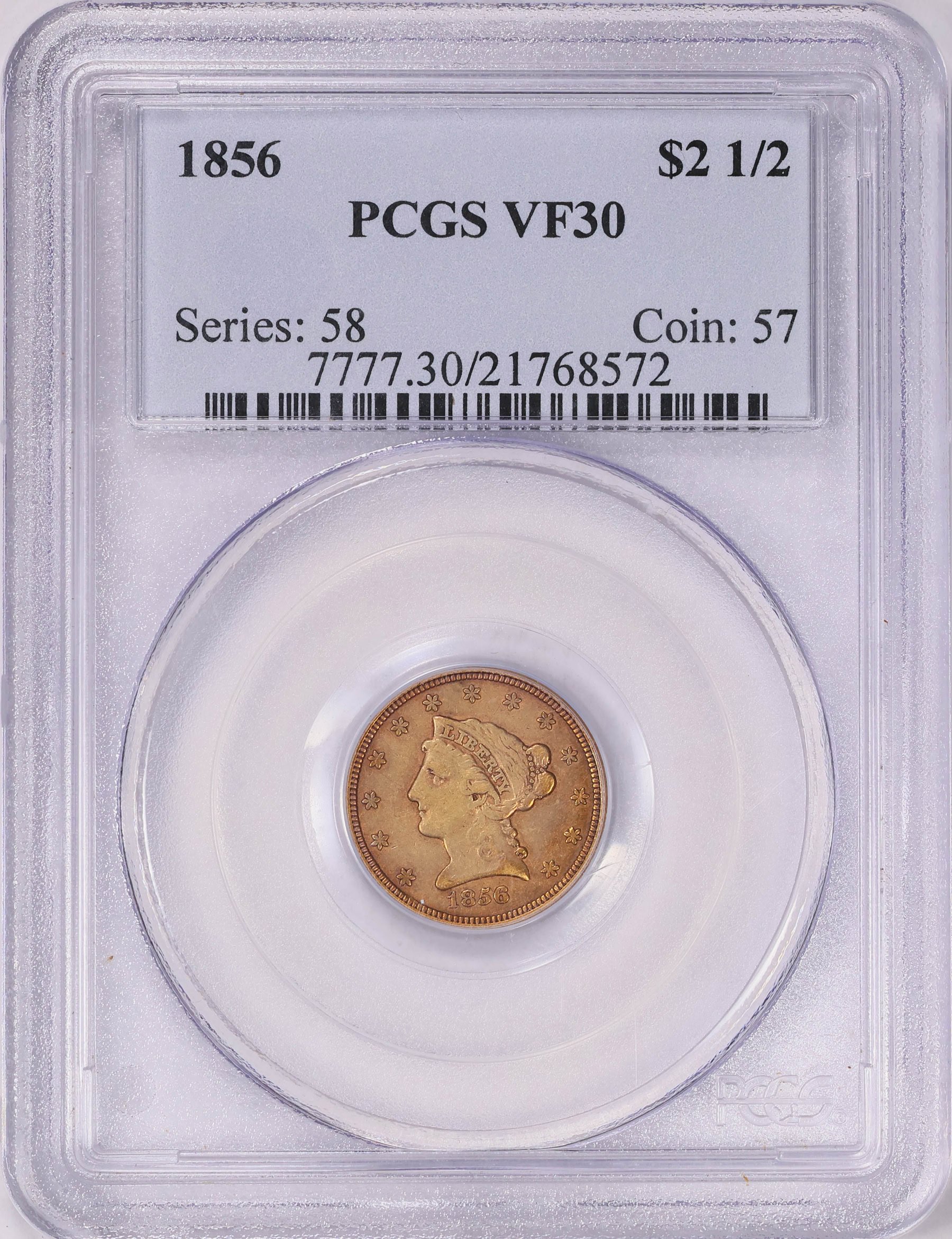 1856 Liberty Gold Quarter Eagle PCGS VF-30 (Item 1837720 ...