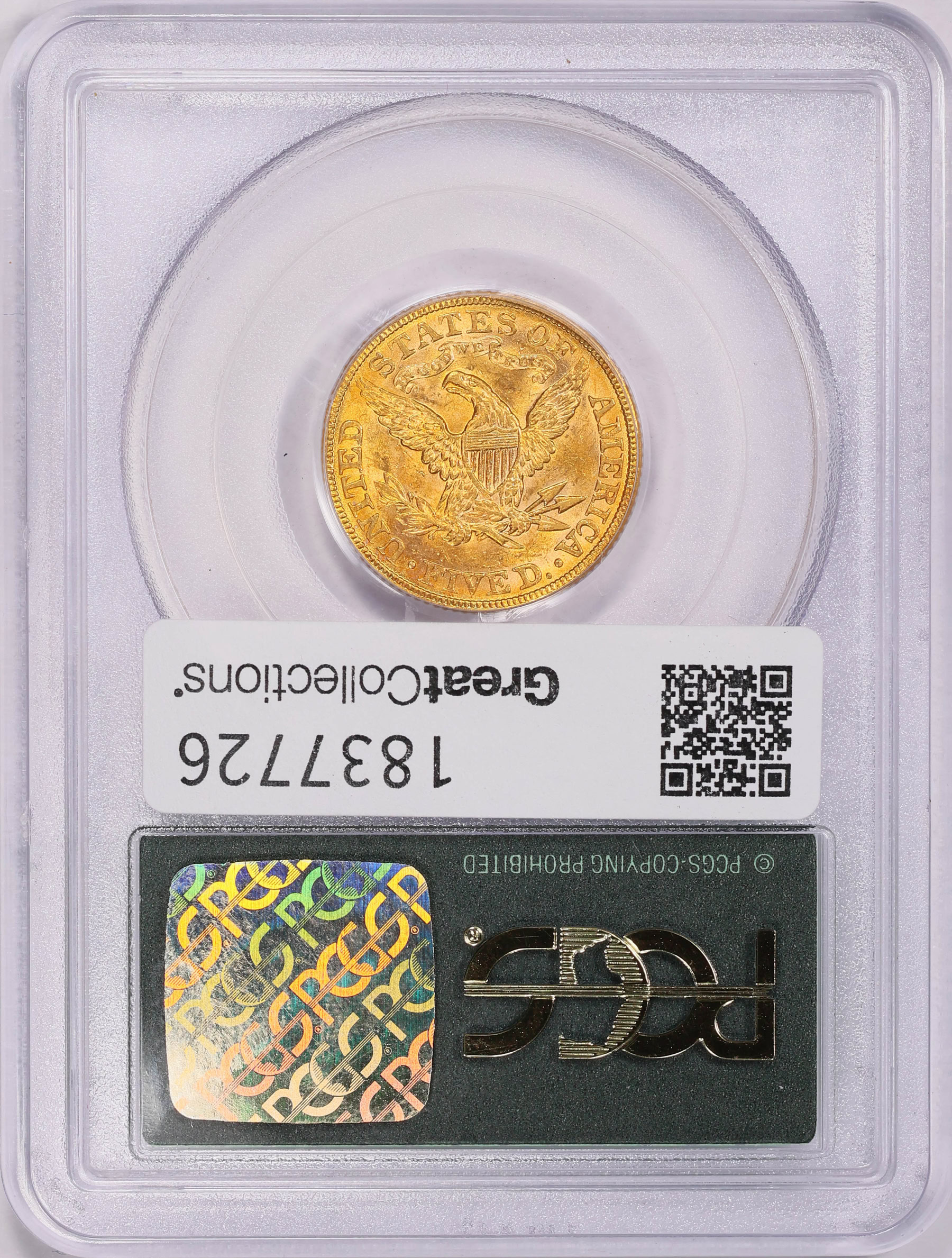 1882 Liberty Gold Half Eagle PCGS MS-62 OGH (Item 1837726) | GreatCollections Coin Auctions