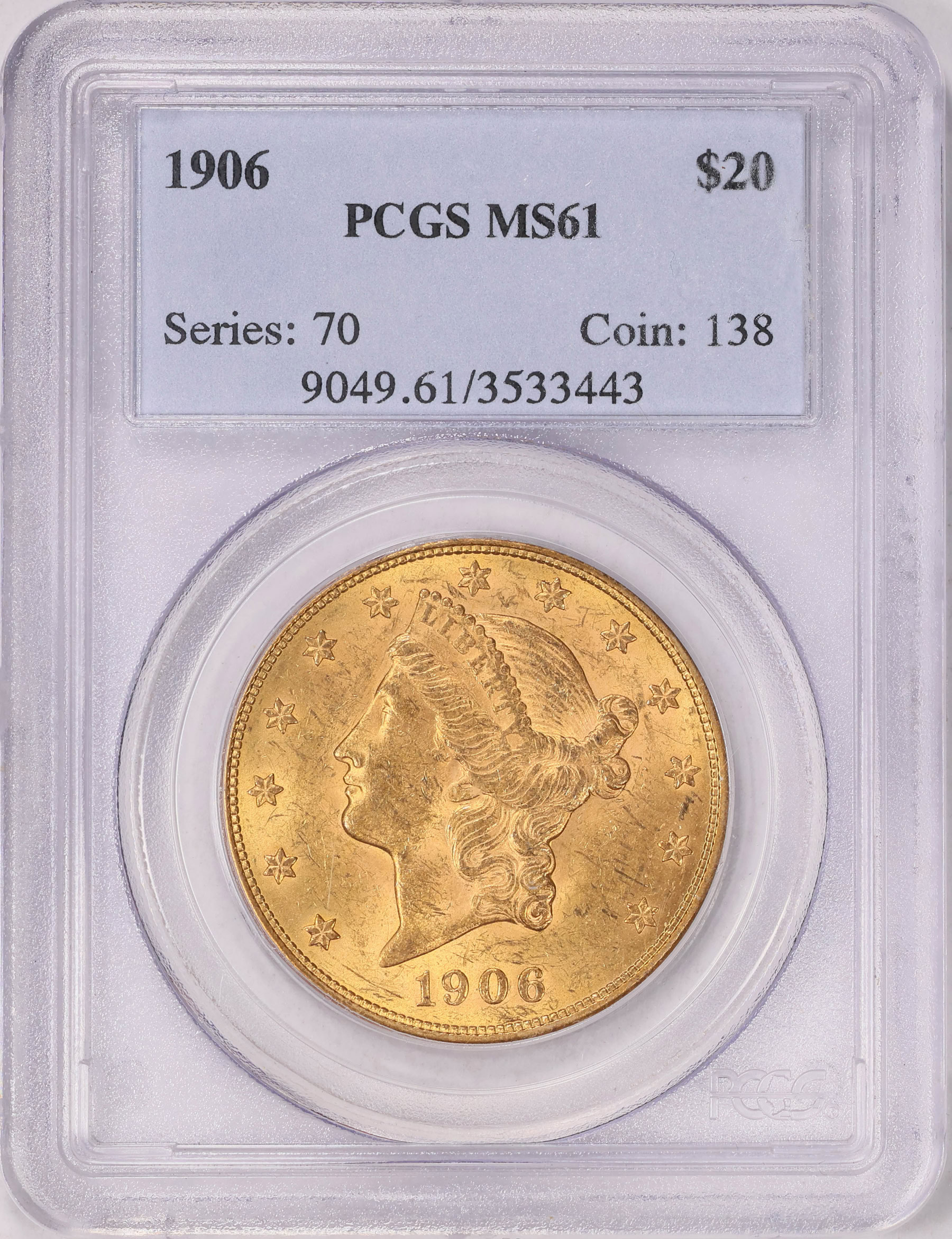 1906 Liberty Gold Double Eagle PCGS MS-61 (Item 1837740) | GreatCollections Coin Auctions
