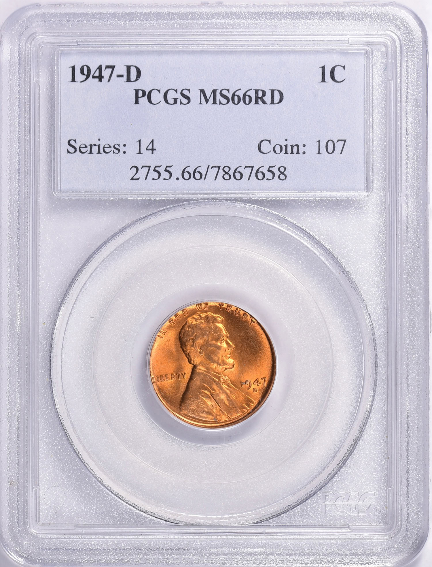1947-D Lincoln Cent PCGS MS-66 RD (Item 1837771) | GreatCollections Coin Auctions