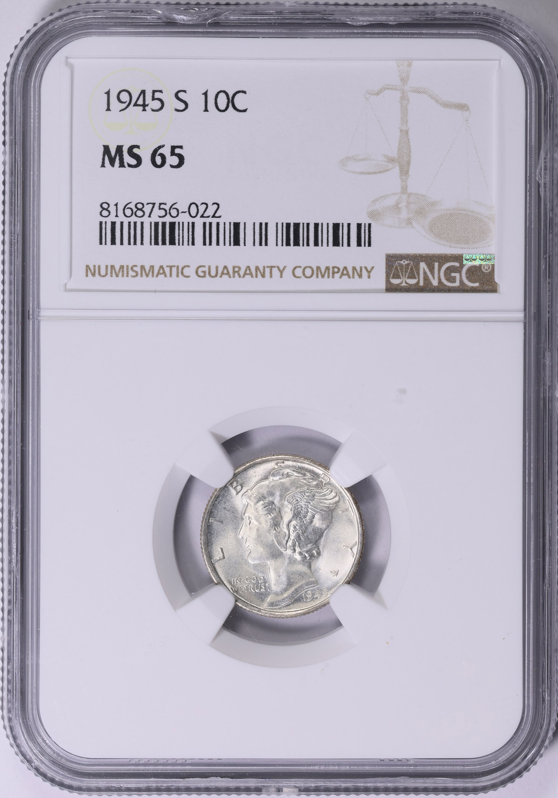 1945-S Mercury Dime NGC MS-65 (Item 1837781) | GreatCollections Coin Auctions
