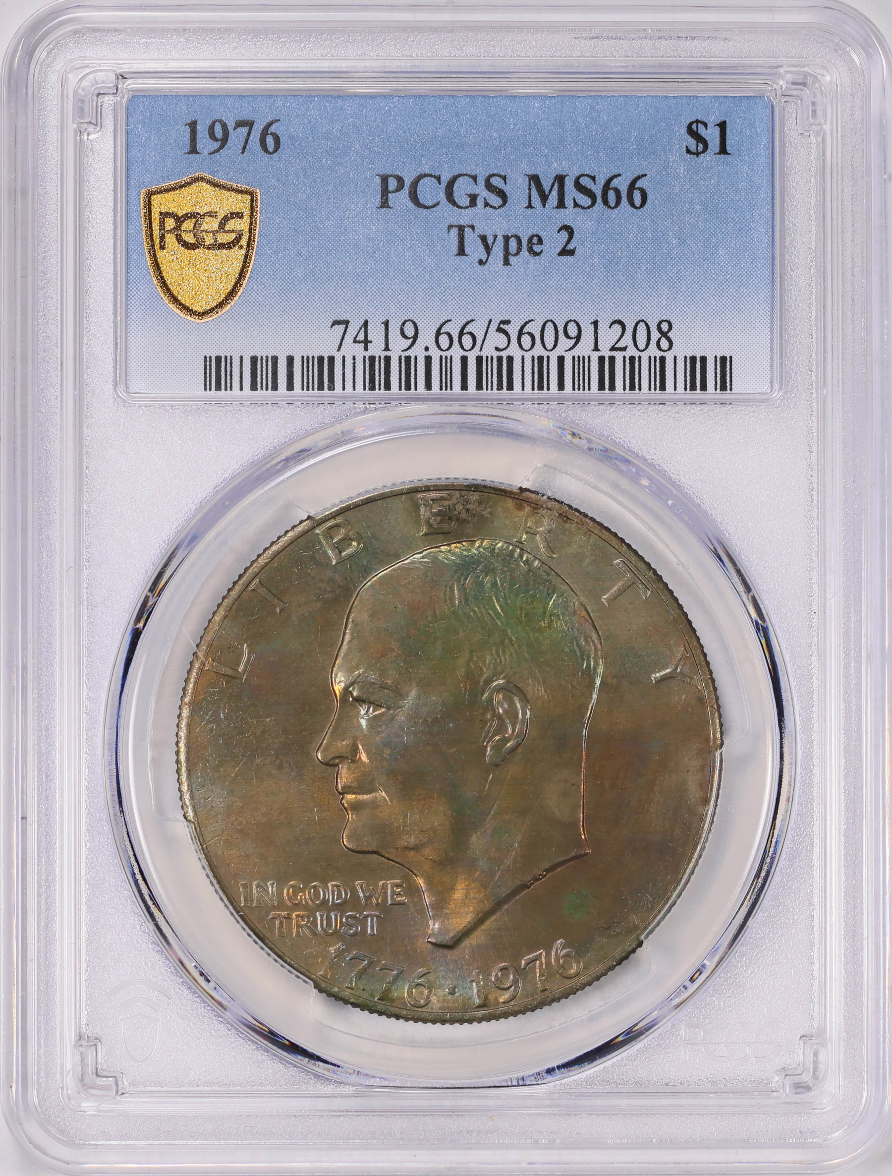 1976 Eisenhower Dollar Type 2 PCGS MS-66 (Toned) (Item 1837809) | GreatCollections Coin Auctions