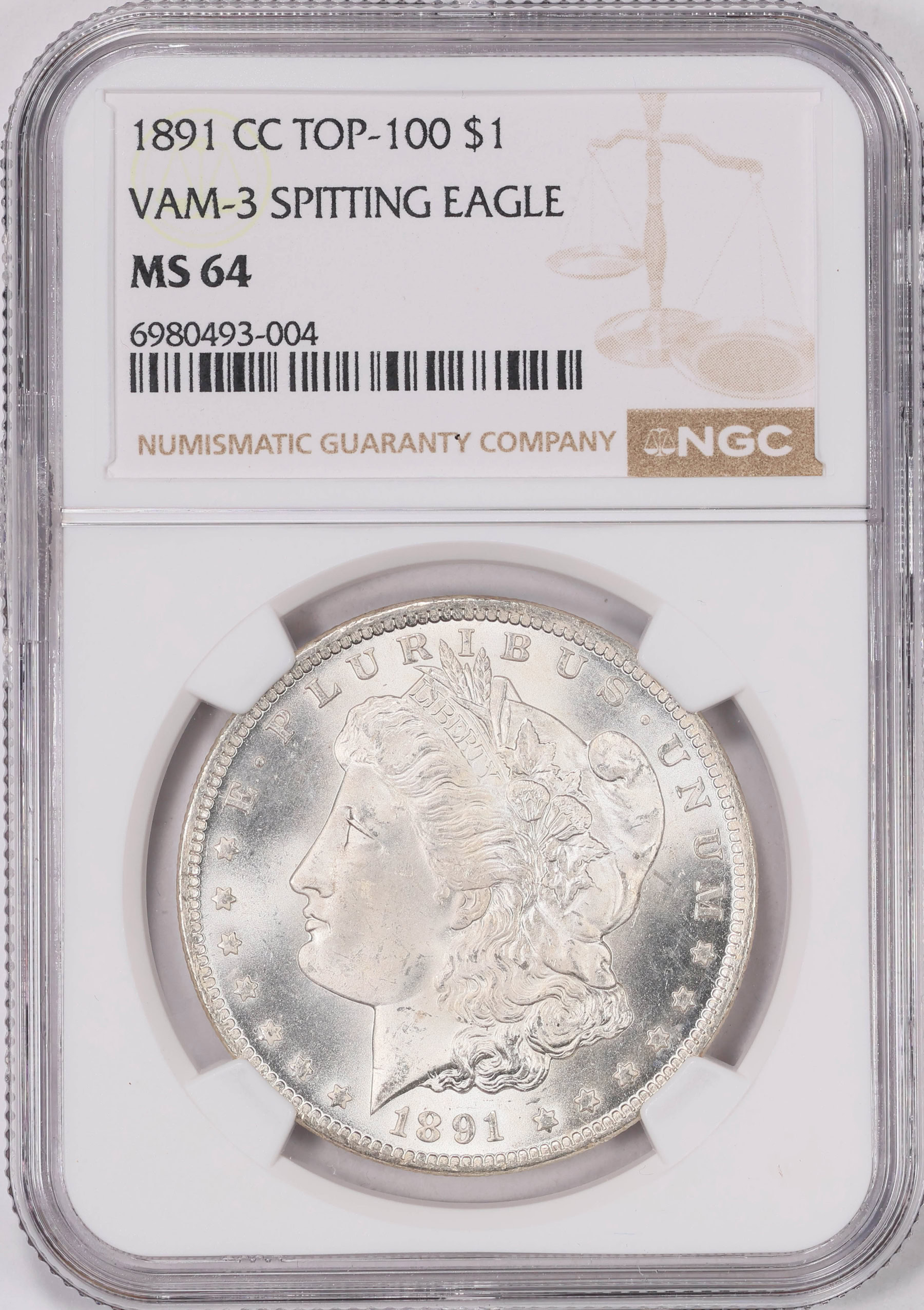 1891-CC Morgan Silver Dollar Spitting Eagle VAM-3 Top 100 NGC MS-64 (Item 1837817 ...