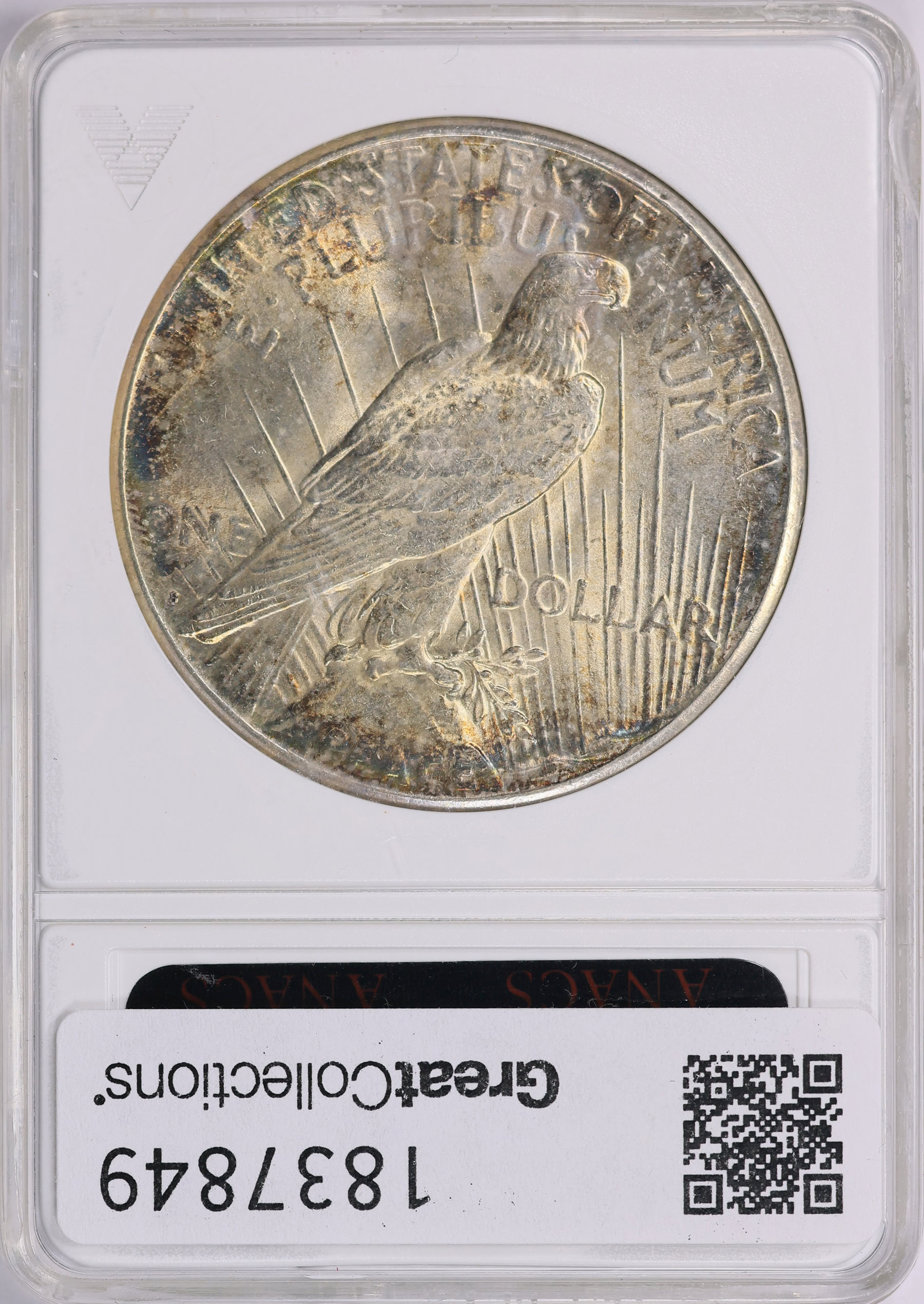 1924-S Peace Silver Dollar ANACS MS-60 OH (Toned) (Item 1837849) | GreatCollections Coin Auctions