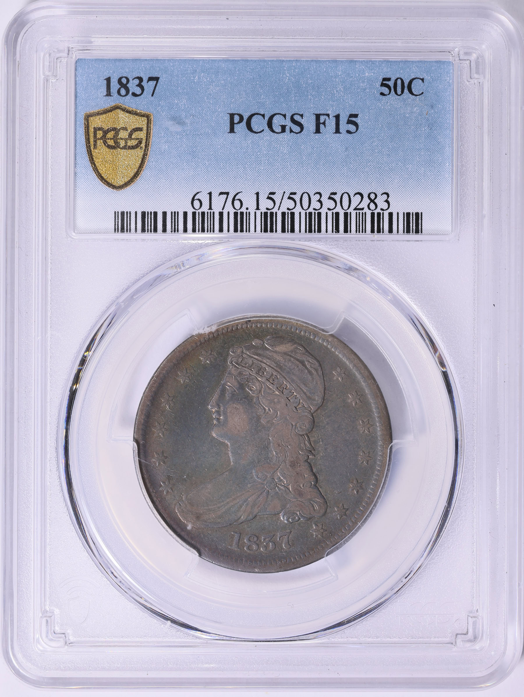 1837 Capped Bust Half Dollar PCGS F-15 (Toned) (Item 1837915) | GreatCollections Coin Auctions