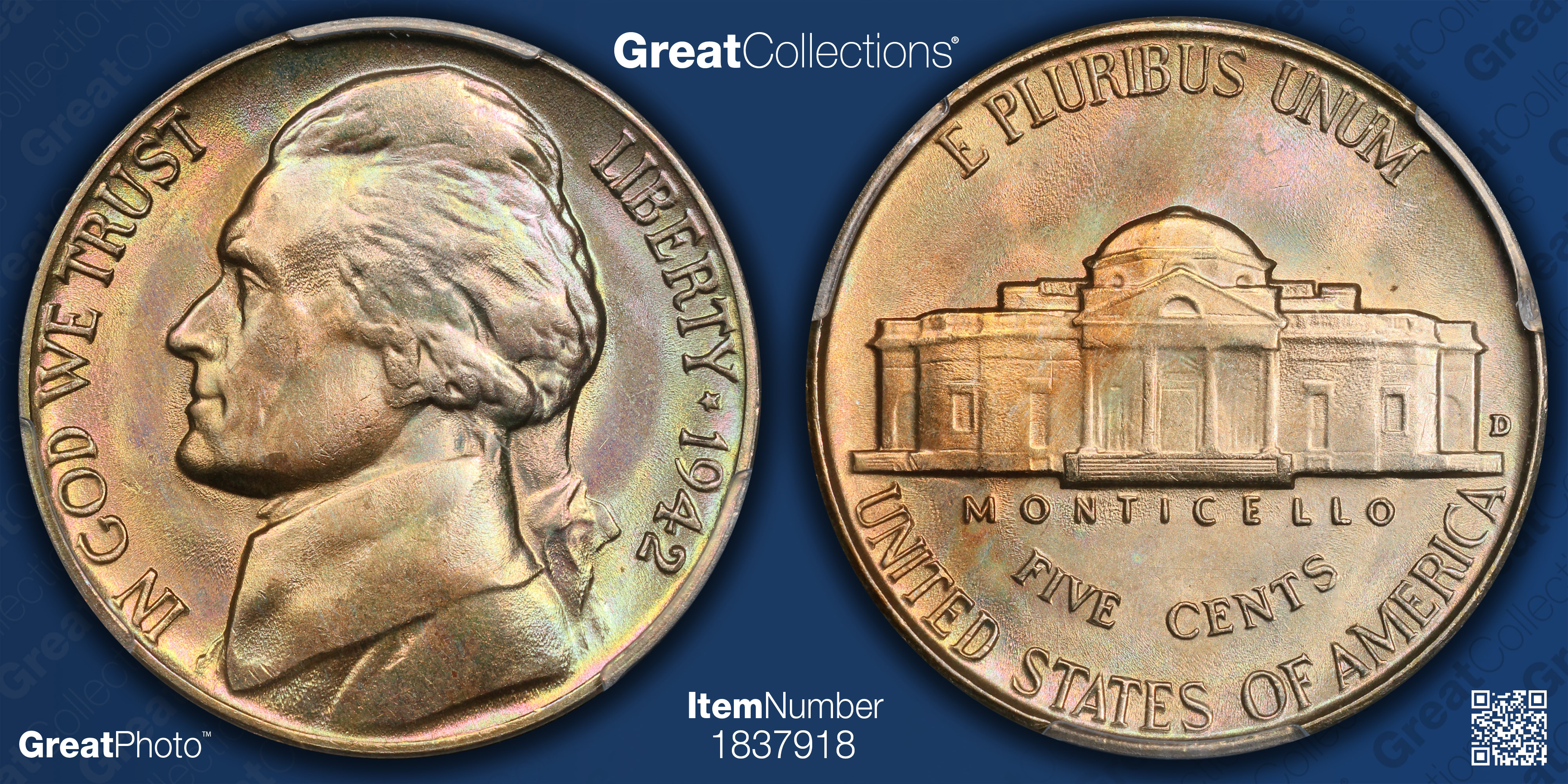 1942-D Jefferson Nickel Type 1 PCGS MS-66 (Toned) (Item 1837918 ...