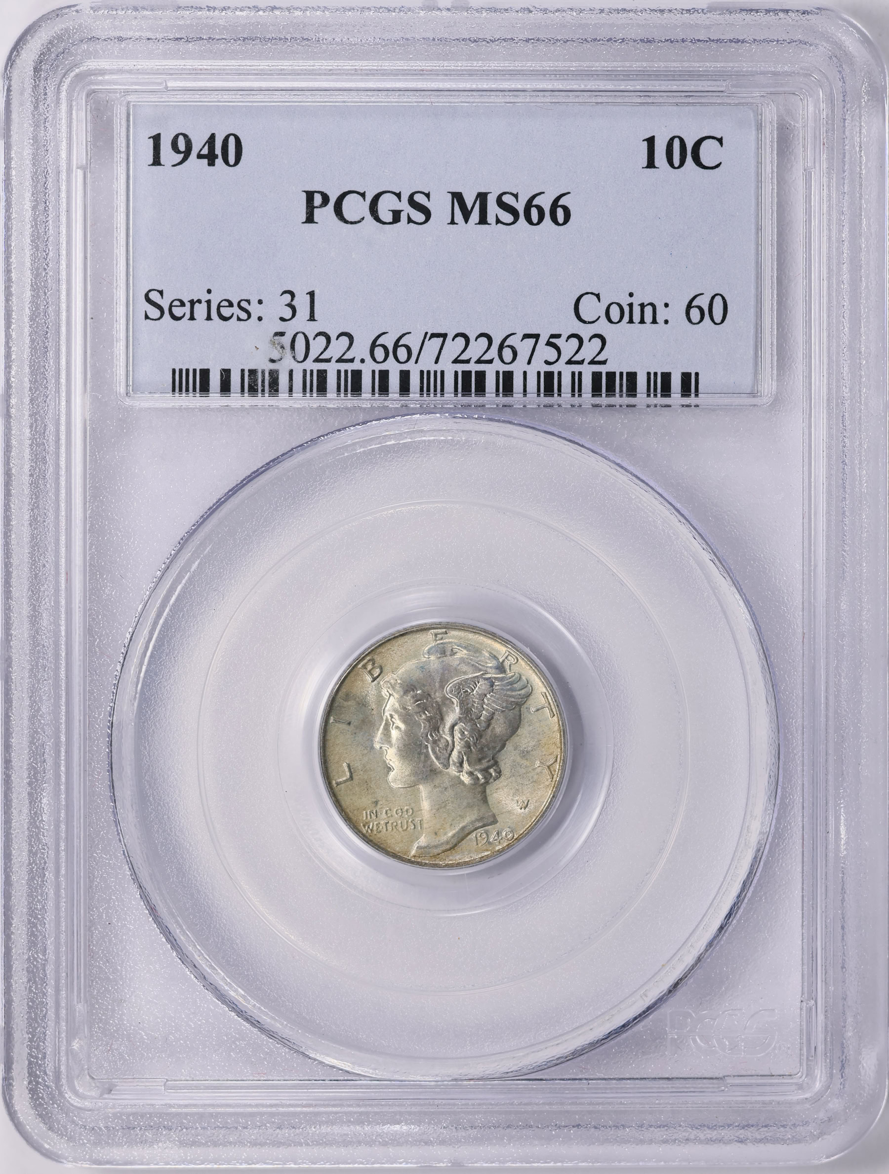 1940 Mercury Dime PCGS MS-66 (Item 1837923) | GreatCollections Coin Auctions