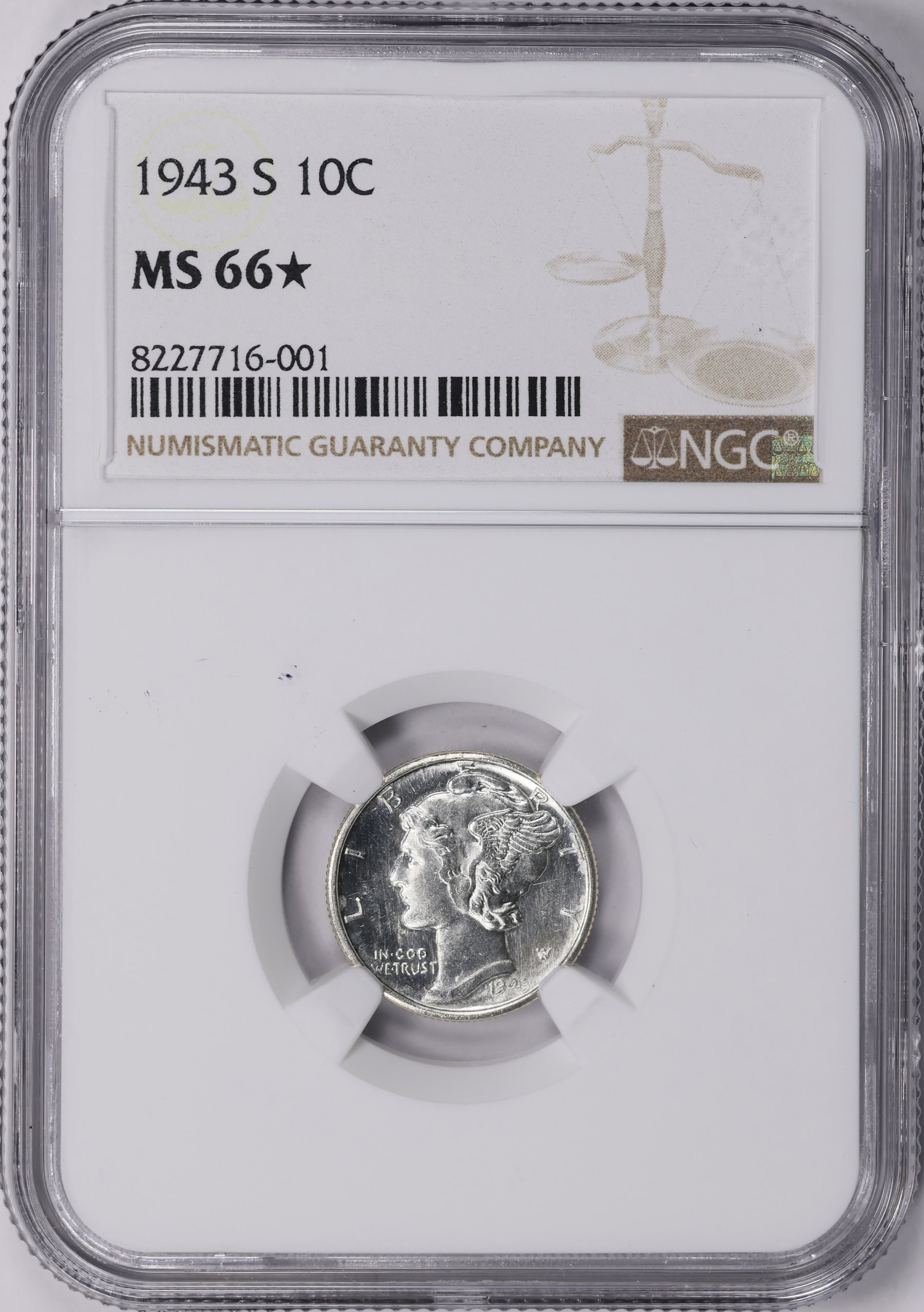 1943-S Mercury Dime NGC MS-66 ★ (Item 1837940) | GreatCollections Coin Auctions