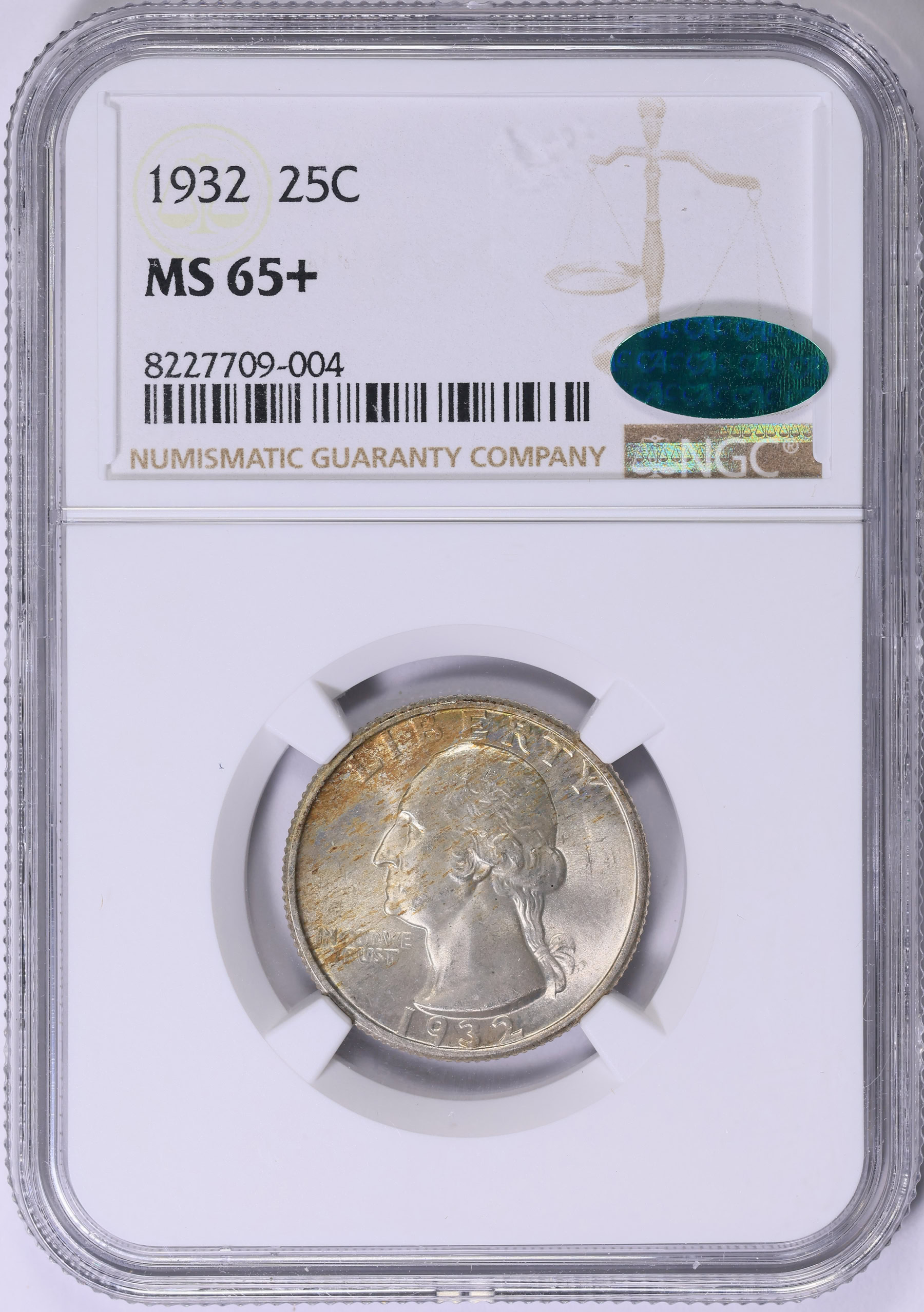 1932 Washington Quarter NGC MS-65+ (CAC Green) (Toned) (Item 1837948) | GreatCollections Coin ...