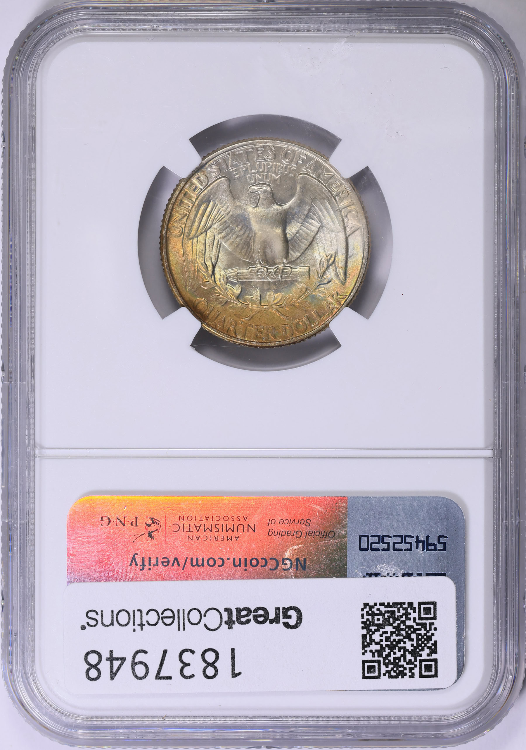 1932 Washington Quarter NGC MS-65+ (CAC Green) (Toned) (Item 1837948) | GreatCollections Coin ...