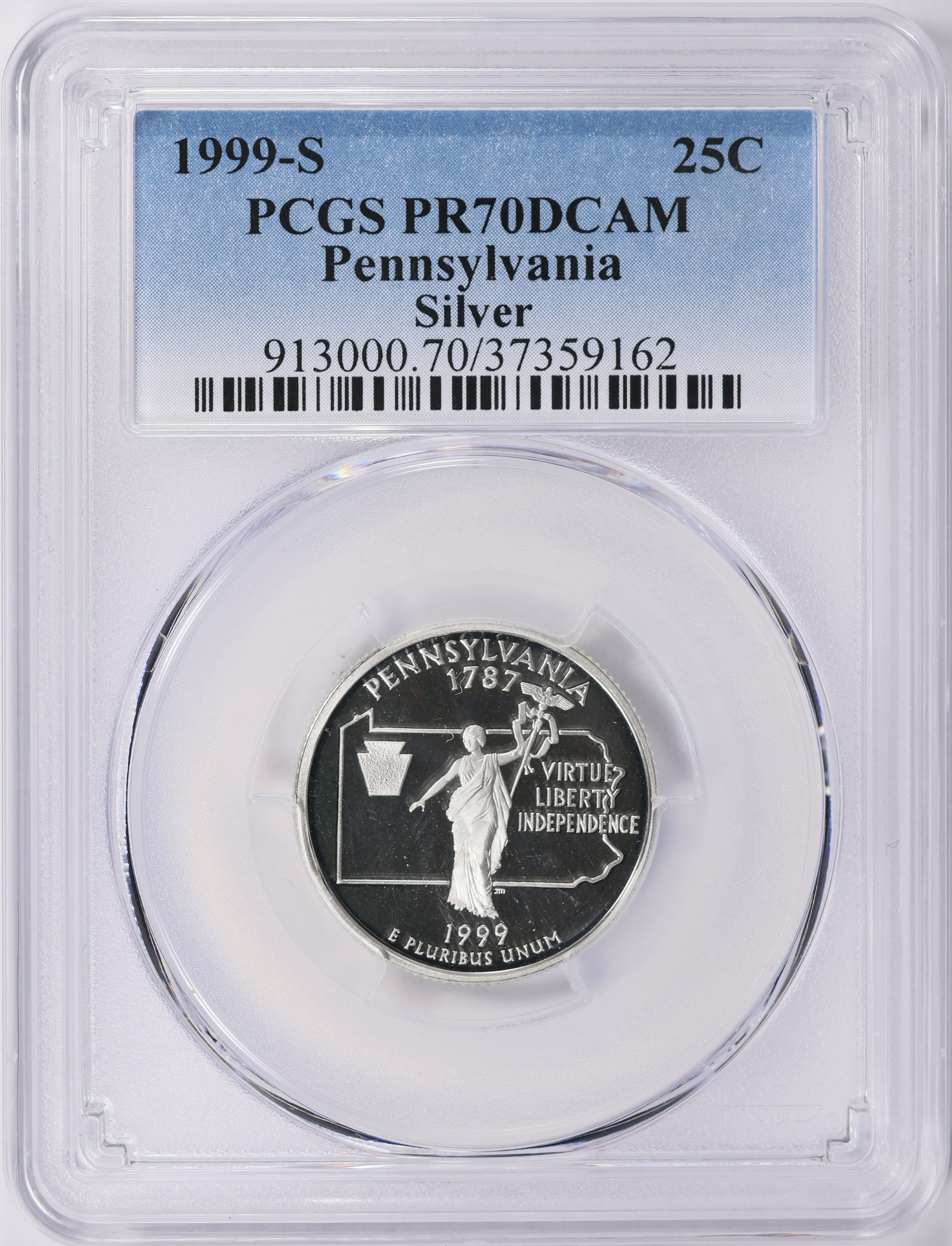 1999-S State Quarter Pennsylvania Silver PCGS Proof-70 DCAM (Item ...