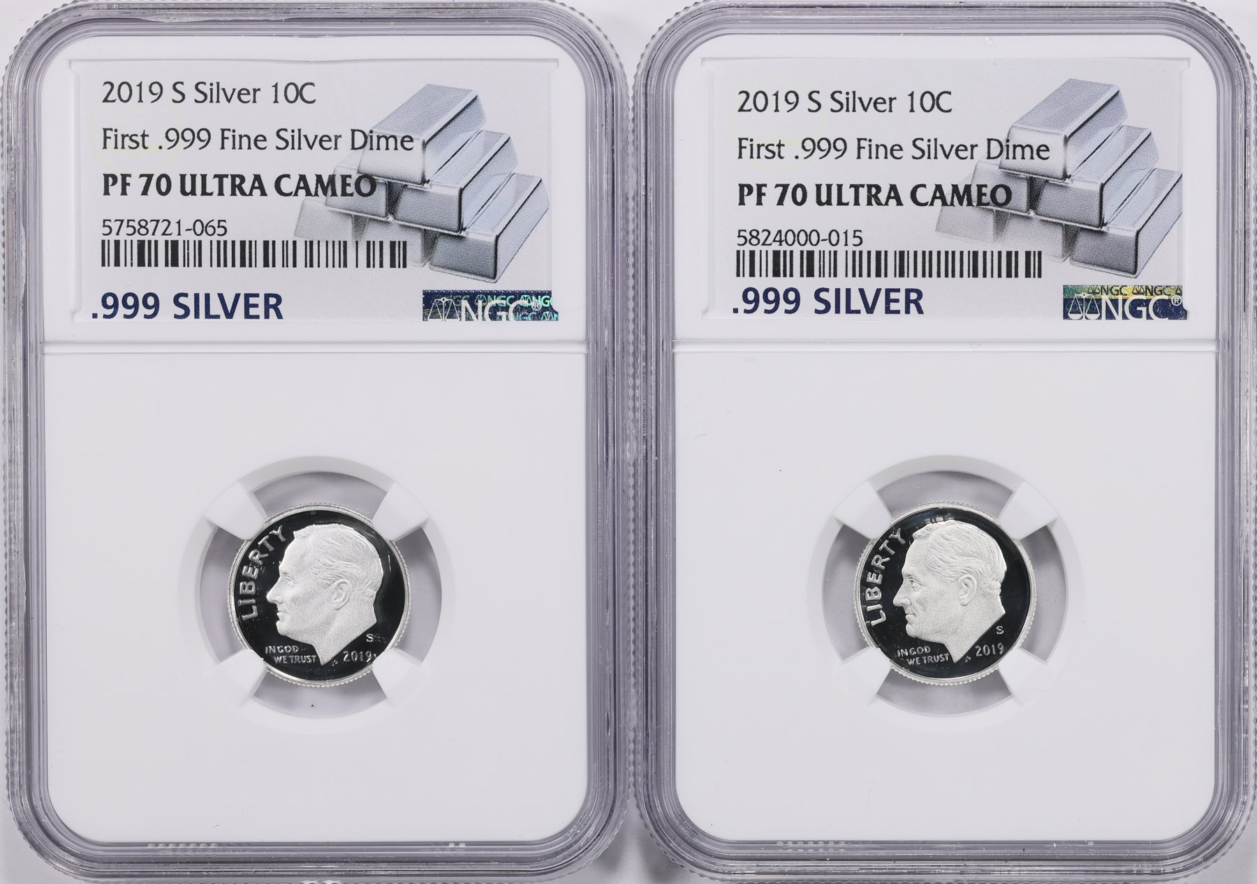 2019-S Roosevelt Dime Silver NGC Proof-70 UC (2 Coins) (Item 1838039 ...