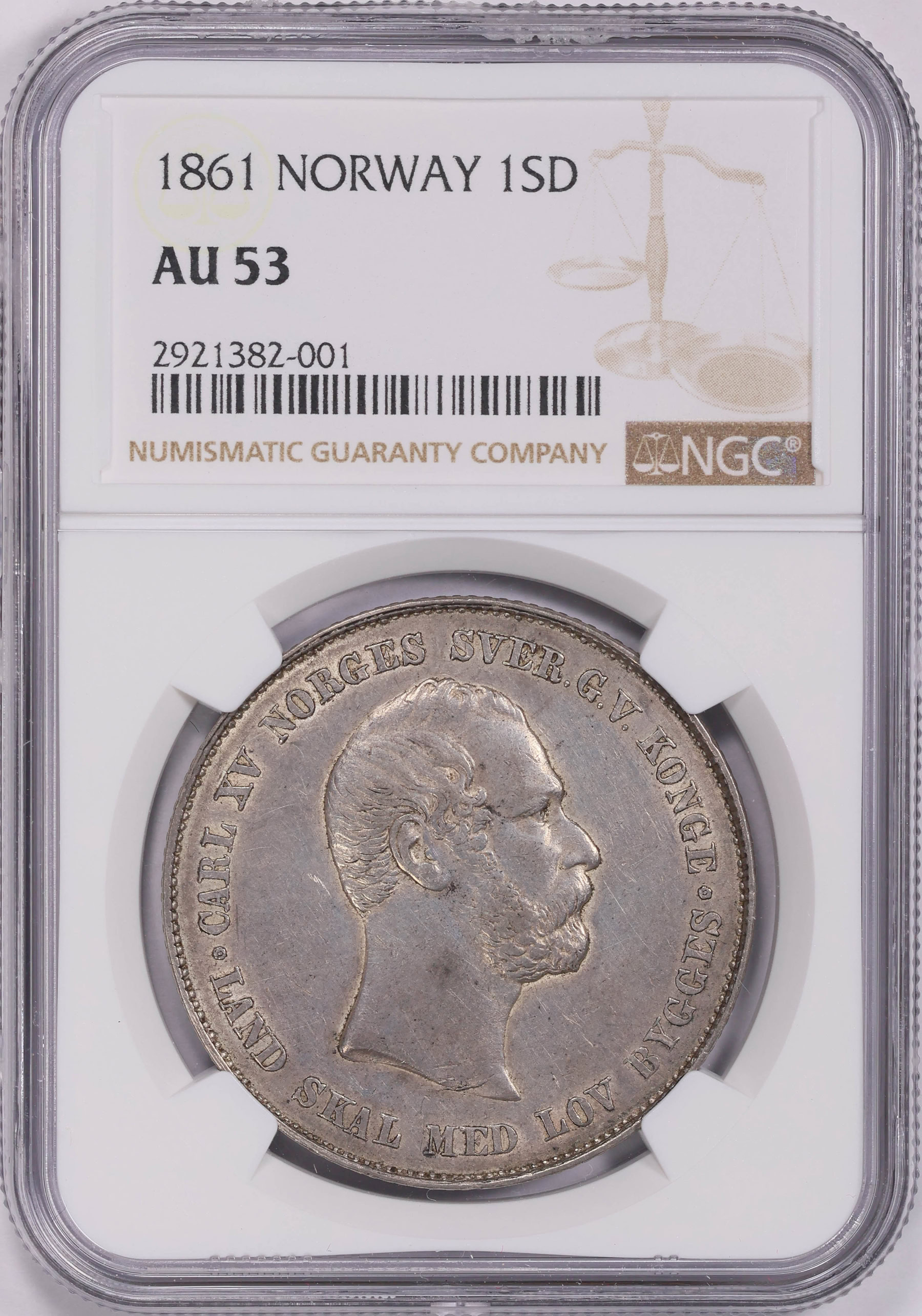 Norway 1861 Silver Specie Daler KM-323 NGC AU-53 (Item 1838185 ...