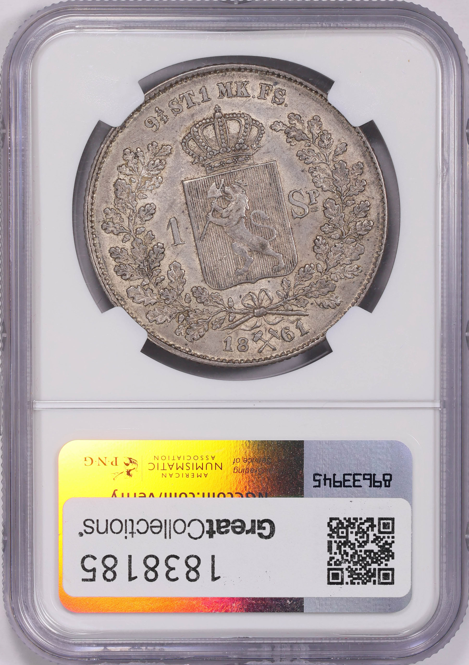 Norway 1861 Silver Specie Daler KM-323 NGC AU-53 (Item 1838185 ...