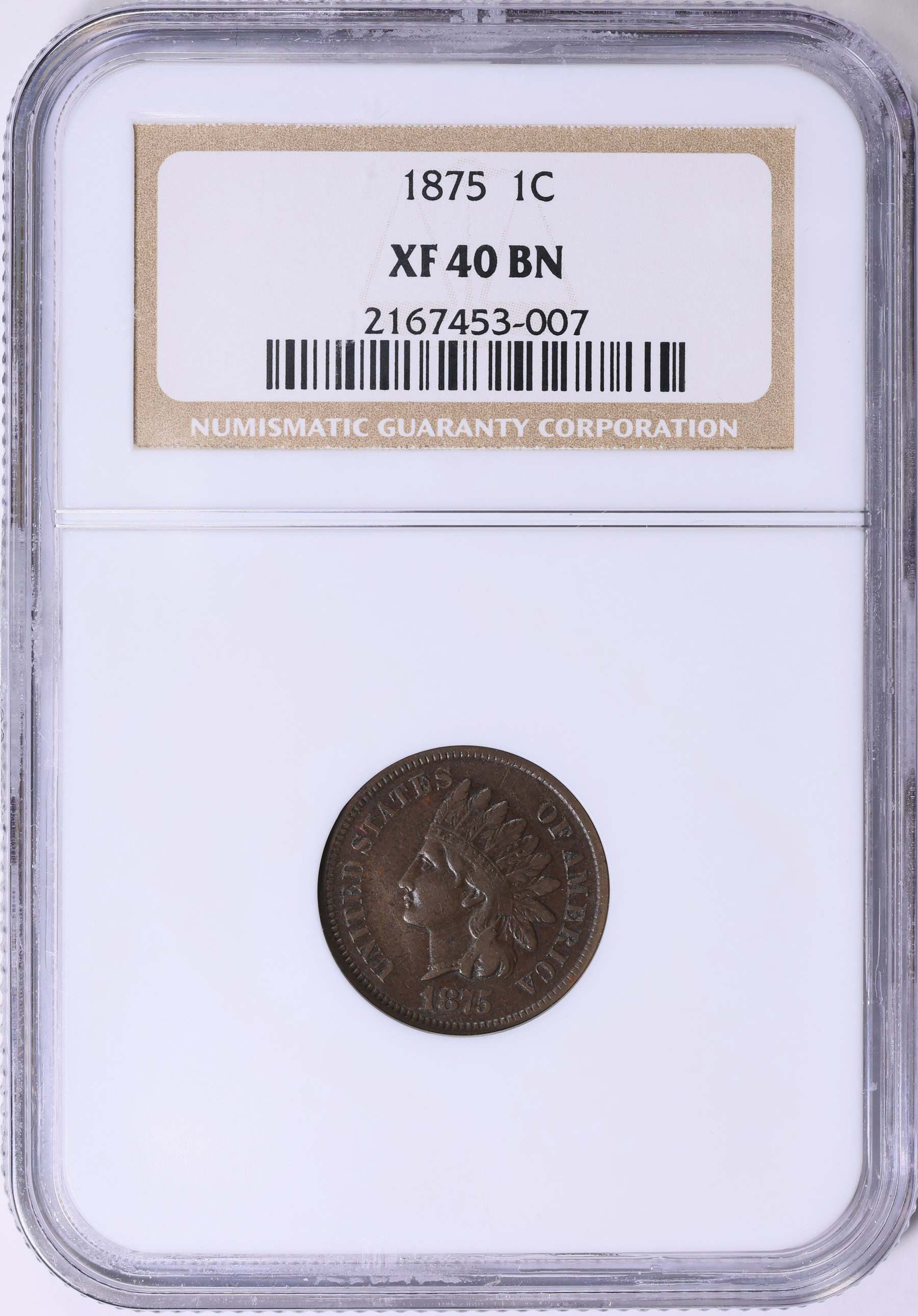 1875 Indian Cent NGC XF-40 BN (Item 1838262) | GreatCollections Coin ...