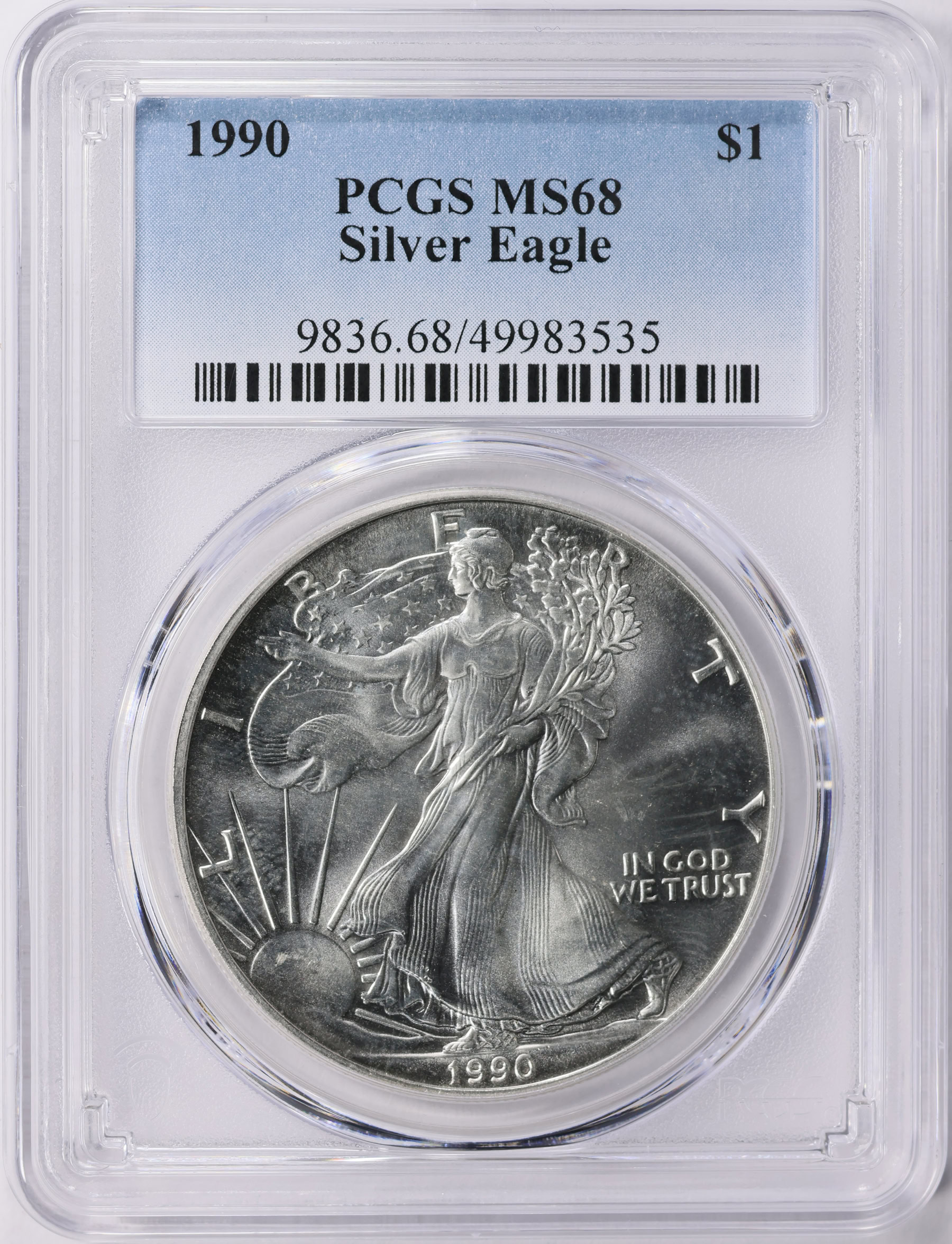 1990 $1 Silver Eagle PCGS MS-68 (Item 1838338) | GreatCollections Coin ...