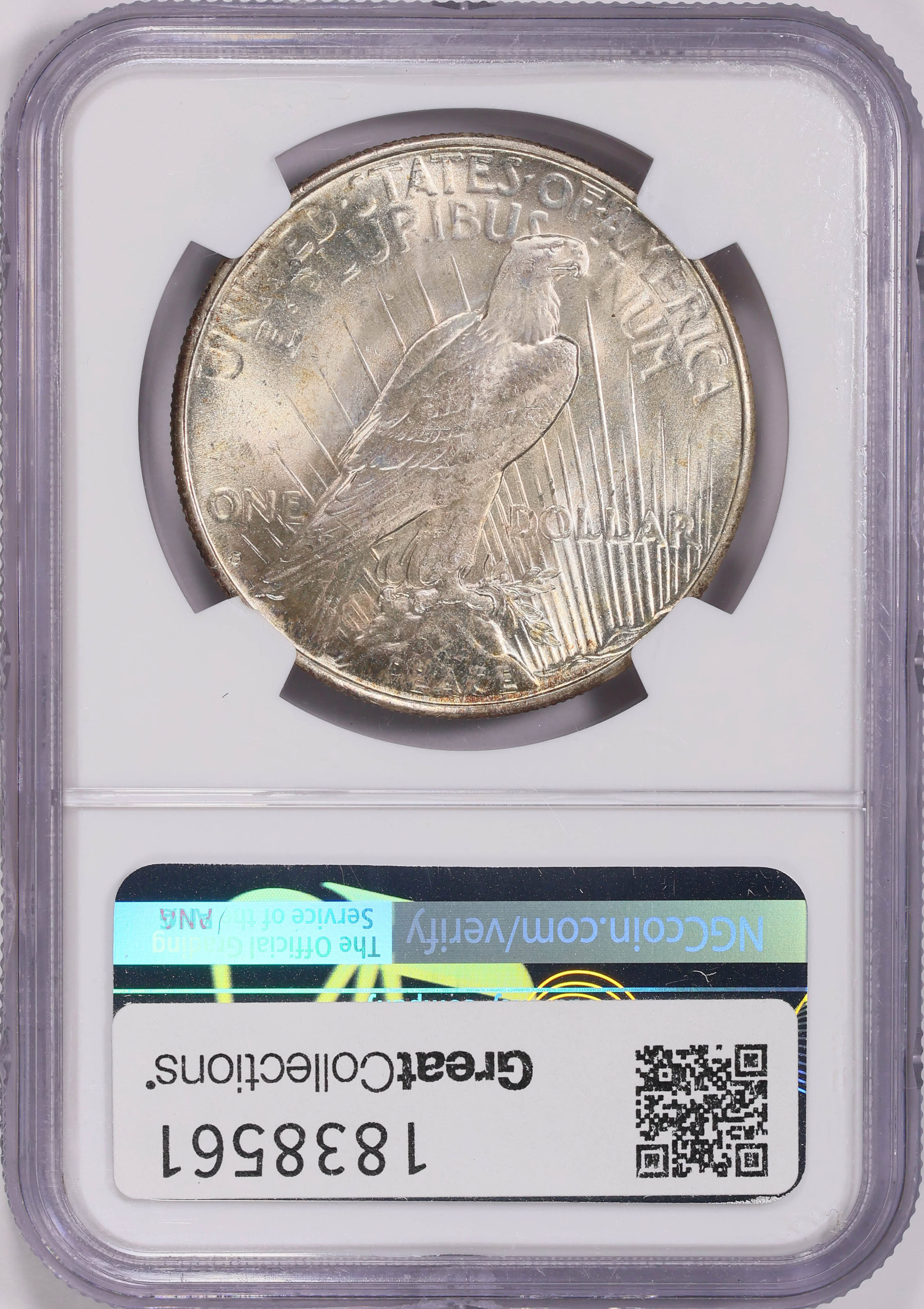 1927-S Peace Silver Dollar NGC MS-65+ (CAC Green) (Toned) (Item 1838561) | GreatCollections Coin ...