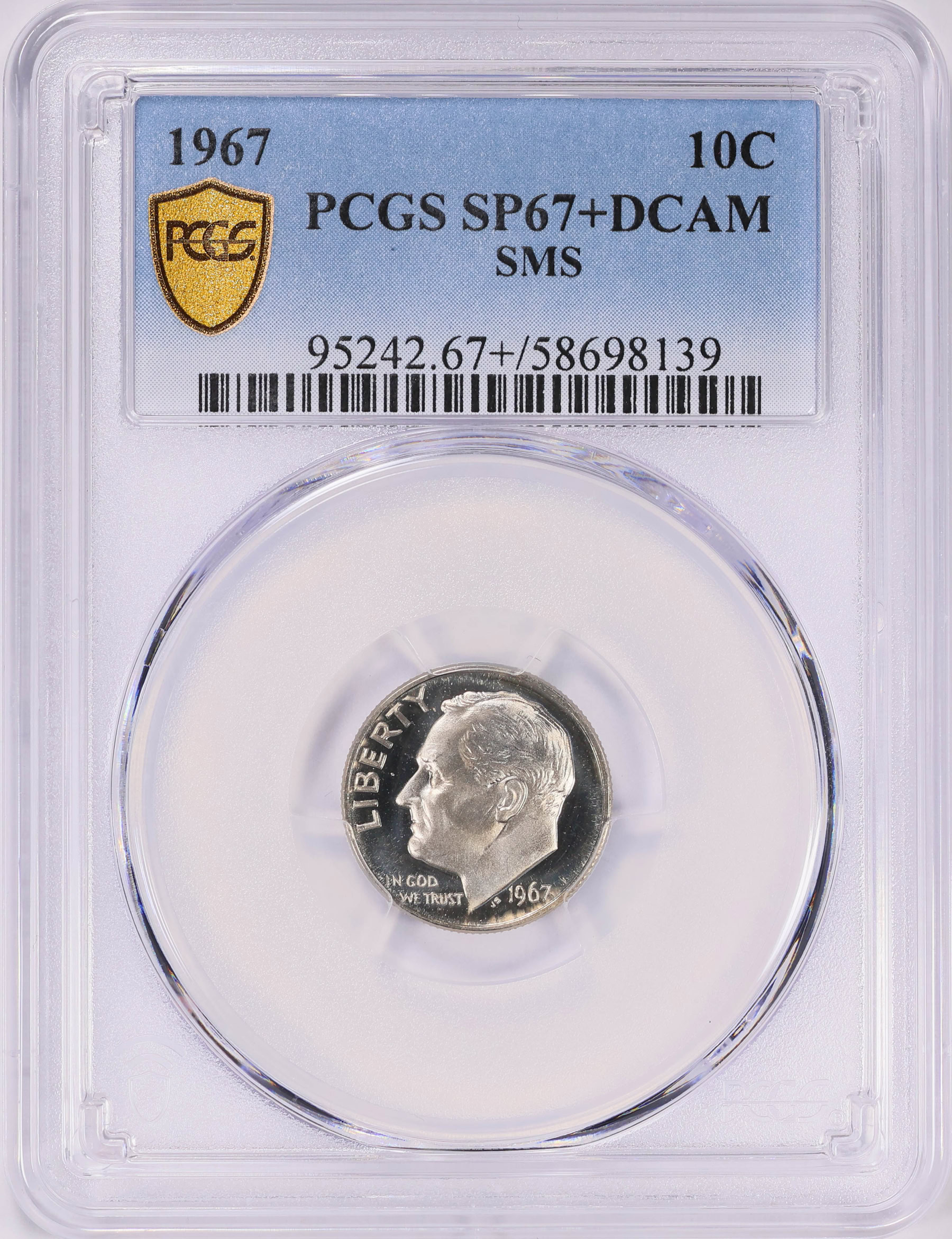 1967 Roosevelt Dime SMS PCGS SP-67+ DCAM (Item 1838597 ...