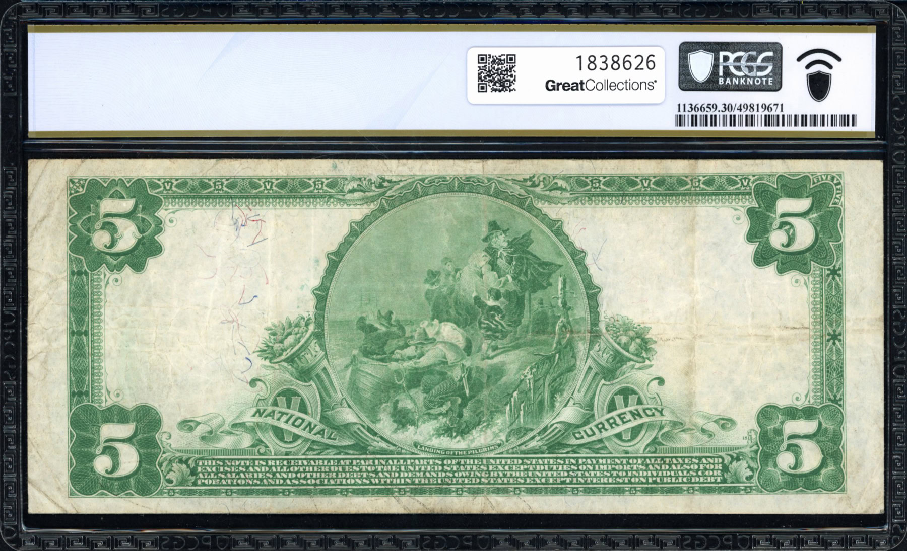 Fr. 598 Springfield, Ohio 1902 $5 Plain Back Note The First National ...