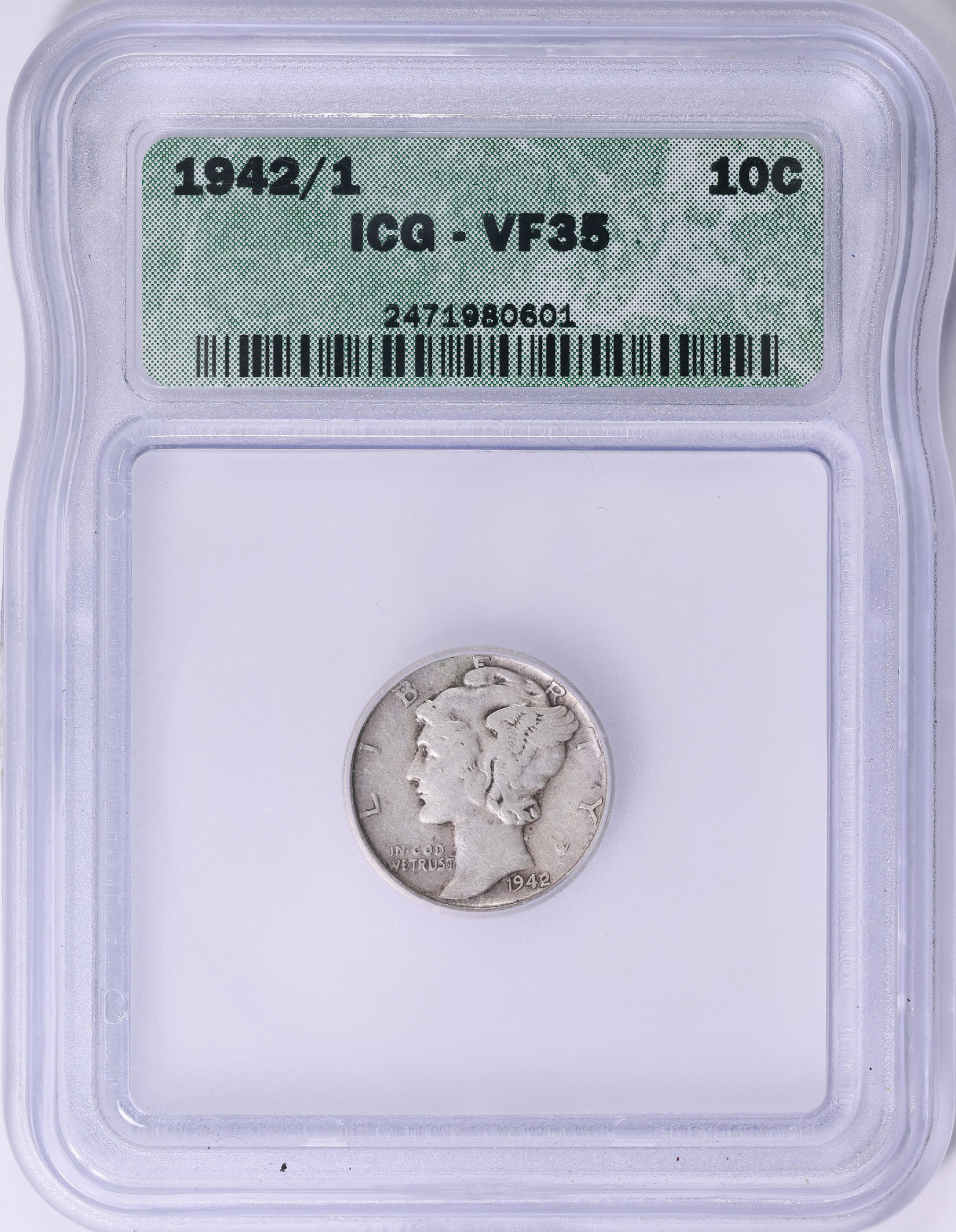 1942/1 Mercury Dime ICG VF-35 (Item 1838634) | GreatCollections Coin Auctions