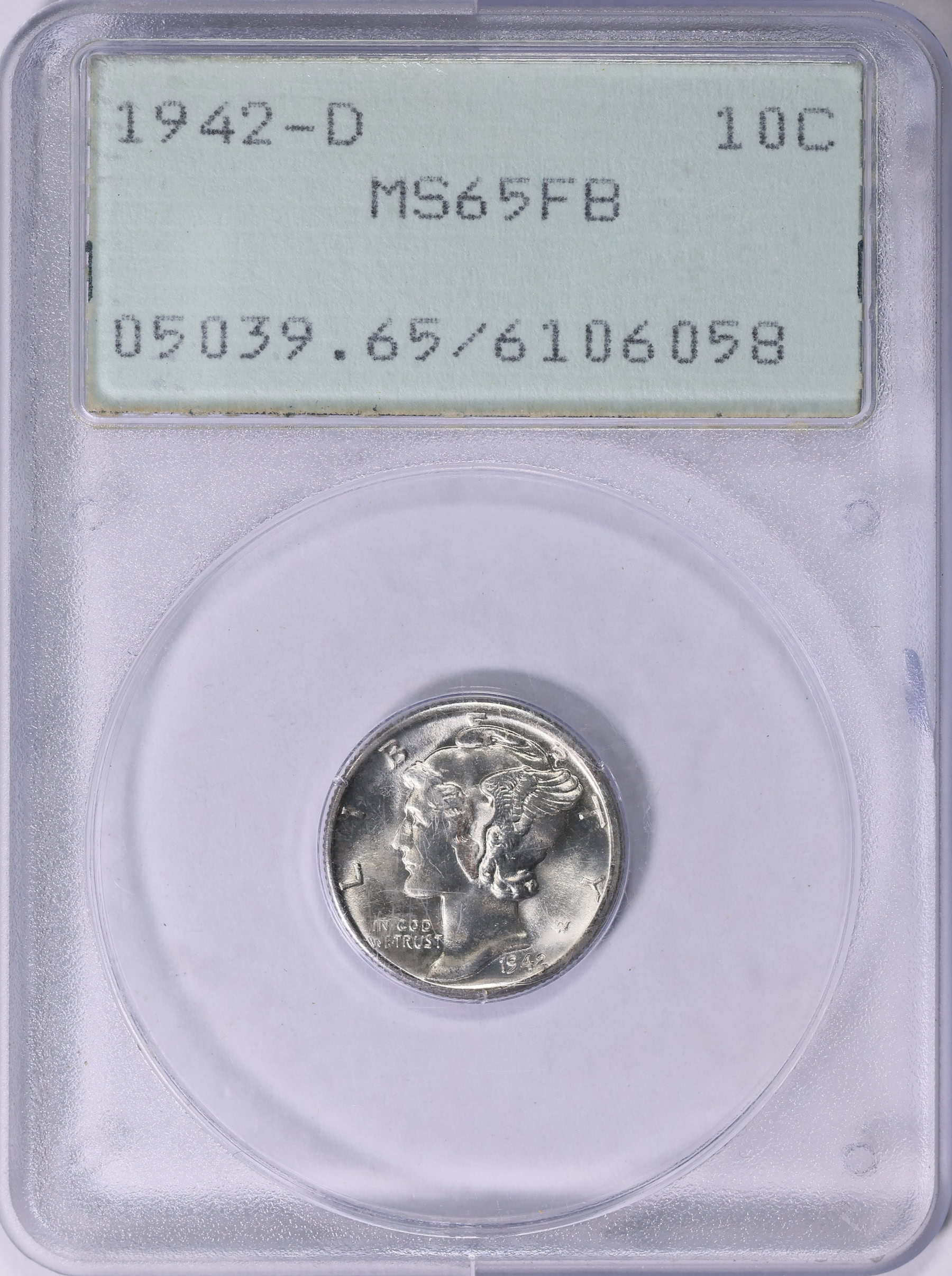 1942-D Mercury Dime PCGS MS-65 FB OGH (1st Gen) (Item 1838636) | GreatCollections Coin Auctions