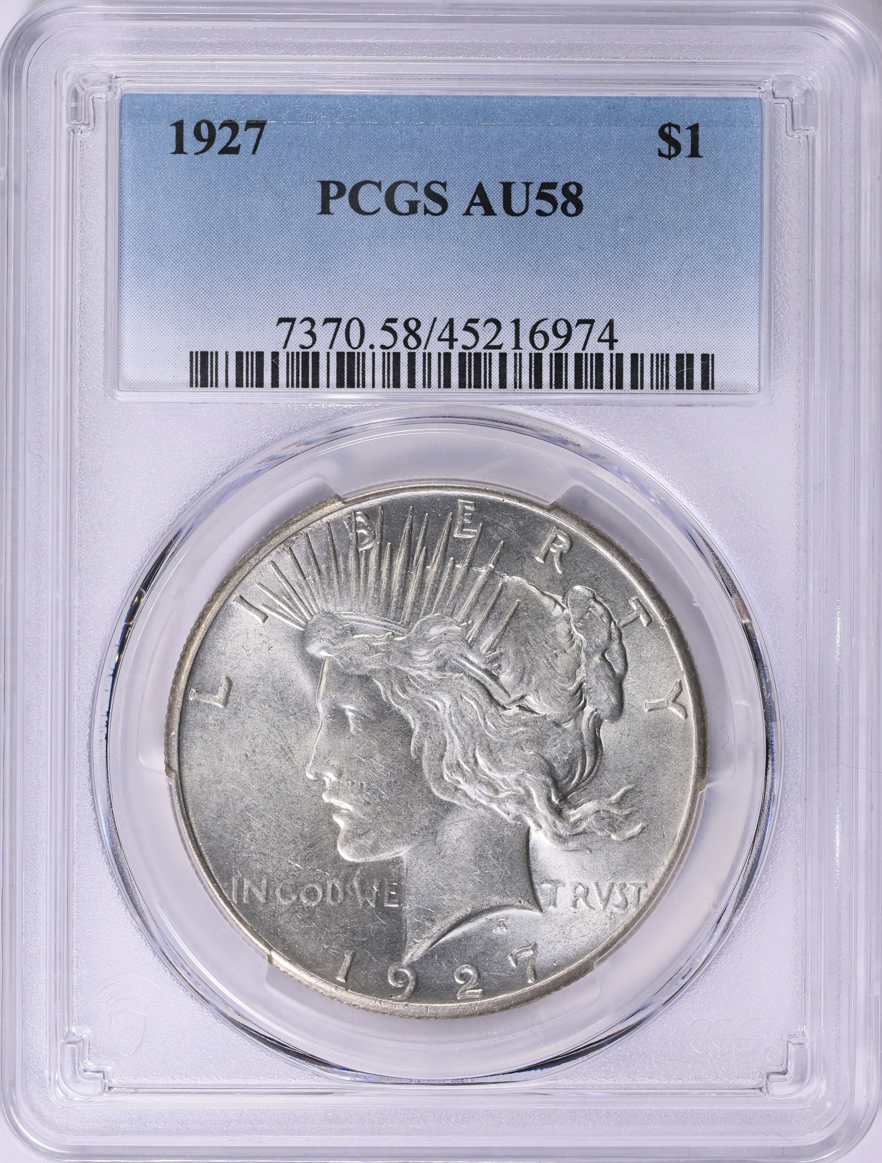 1927 Peace Silver Dollar PCGS AU-58 (Item 1838850) | GreatCollections Coin Auctions