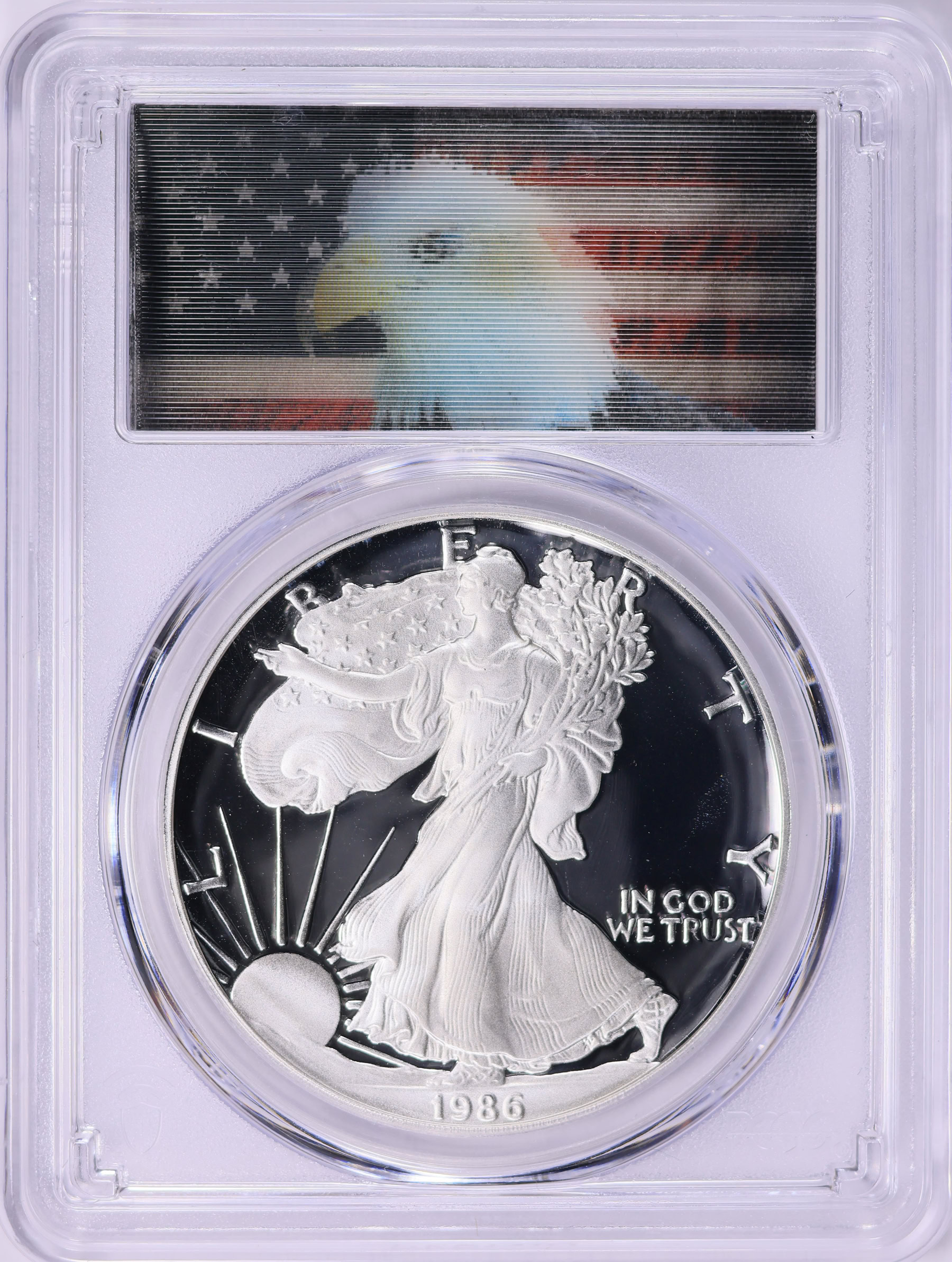1986-S $1 Silver Eagle PCGS Proof-70 DCAM (Lenticular "Action Vu" Eagle ...