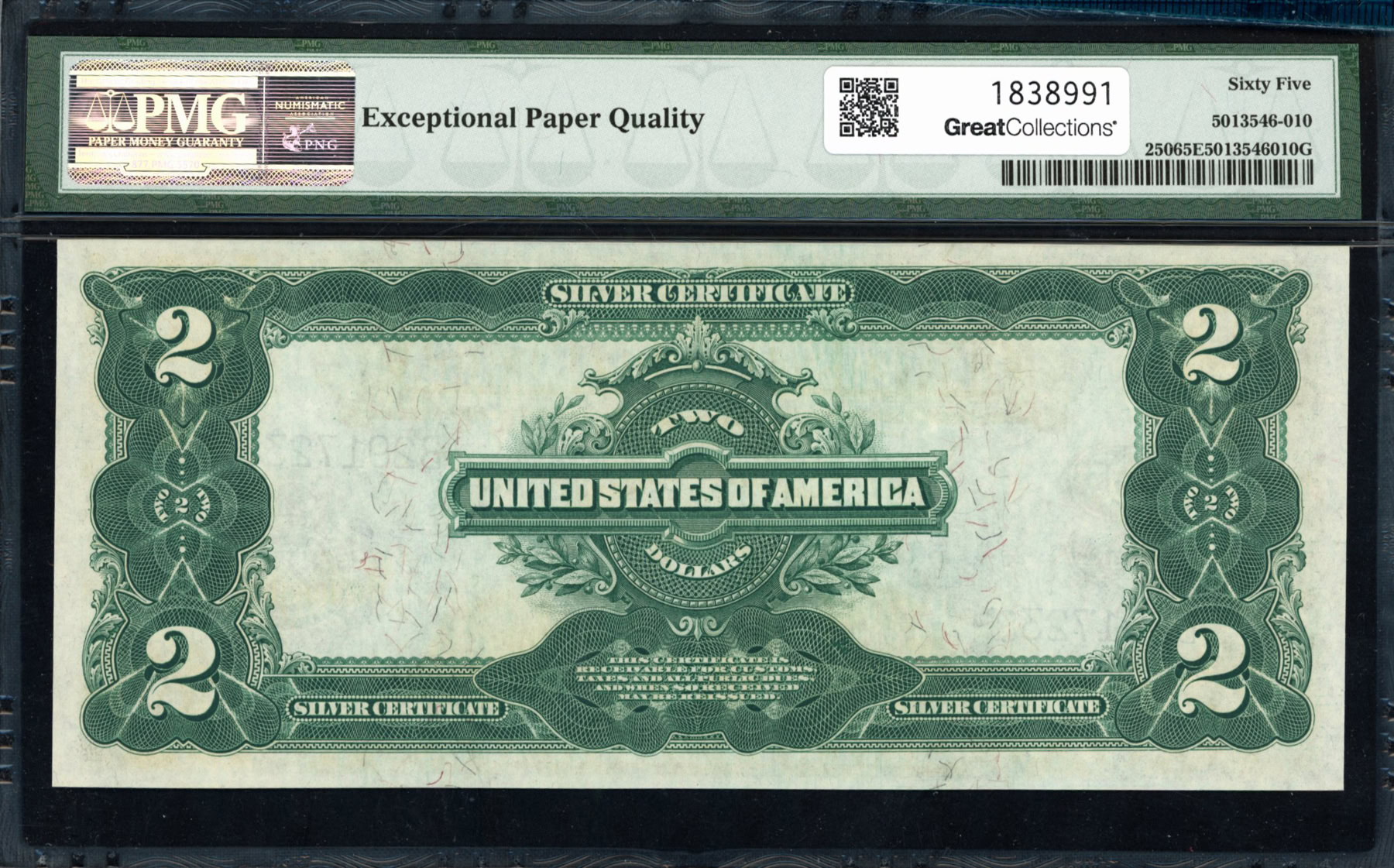 Fr. 250 1899 $2 Silver Certificate Note Lyons / Treat PMG Gem Uncirculated 65 EPQ | PMG Cert ...
