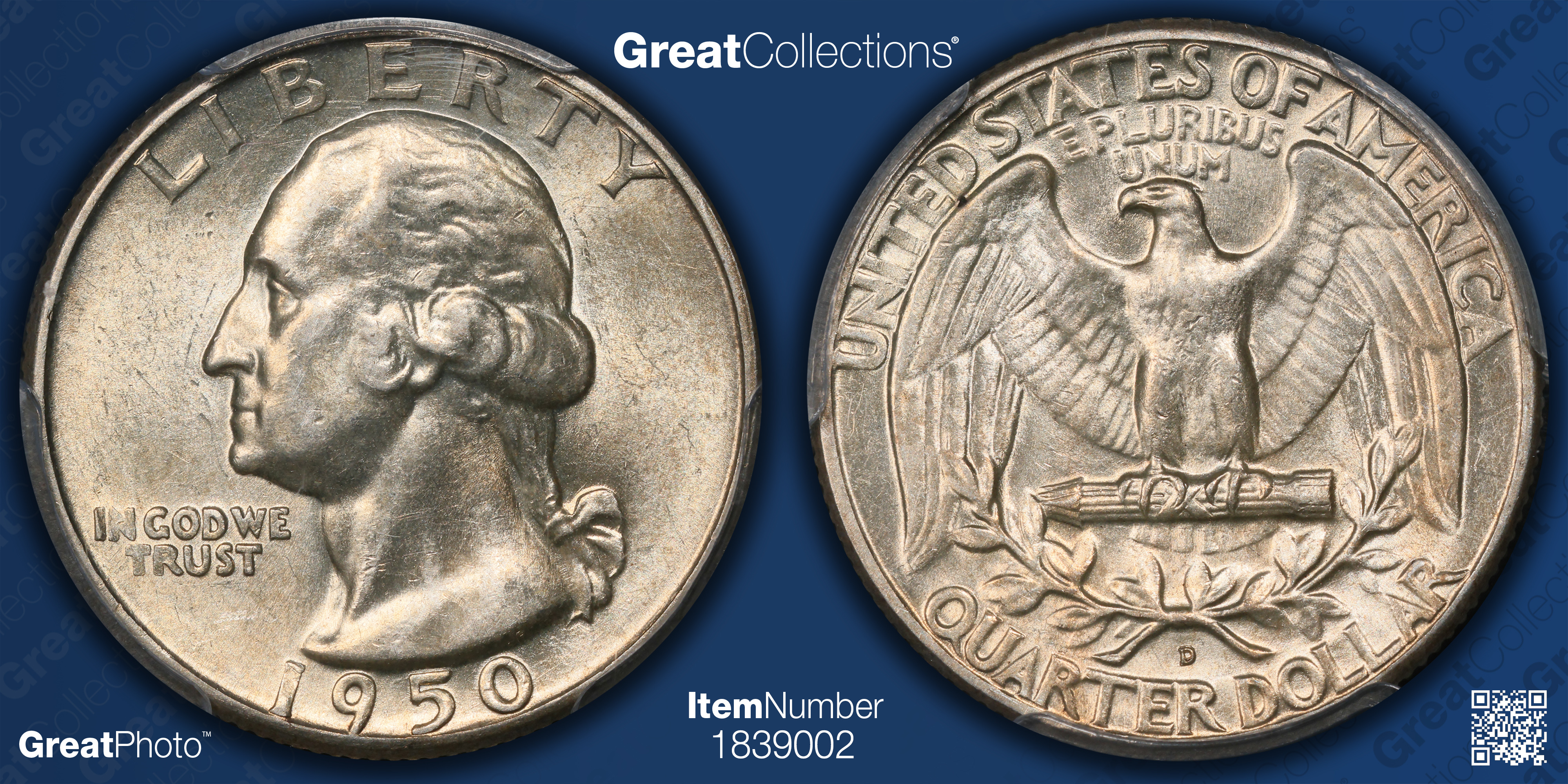 1950-D/D Washington Quarter Repunched Mintmark FS-502 PCGS AU-58 (Item ...